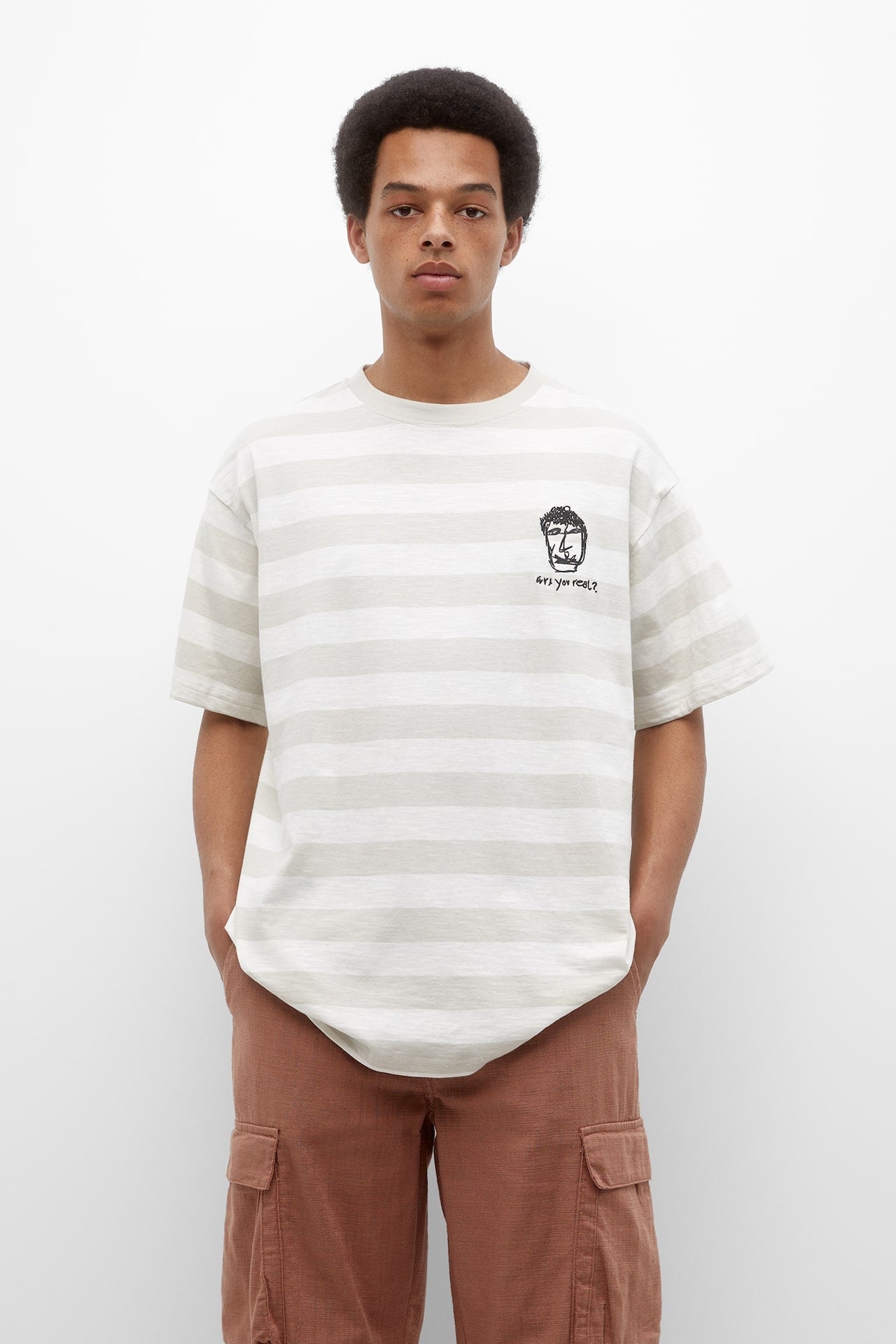 Pull&Bear striped shirt sleeve t-shirt – Garmisland
