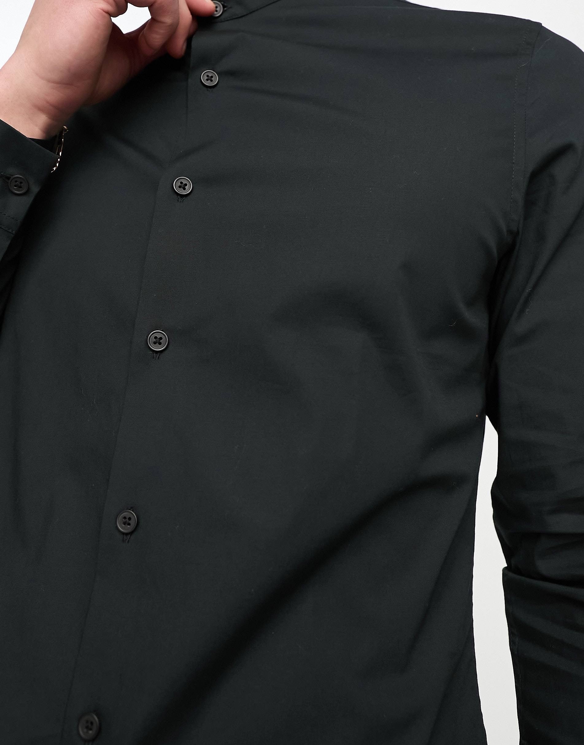 Smog Poplin slim fit shirt in black – Garmisland