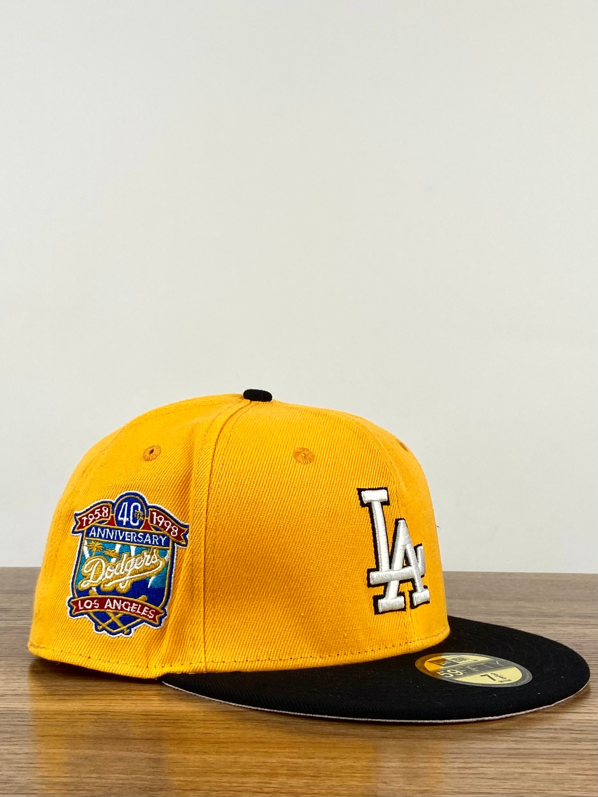 LA Dodgers Fiftieth Anniversary Patch Fitted Snapbacks in yellow ...