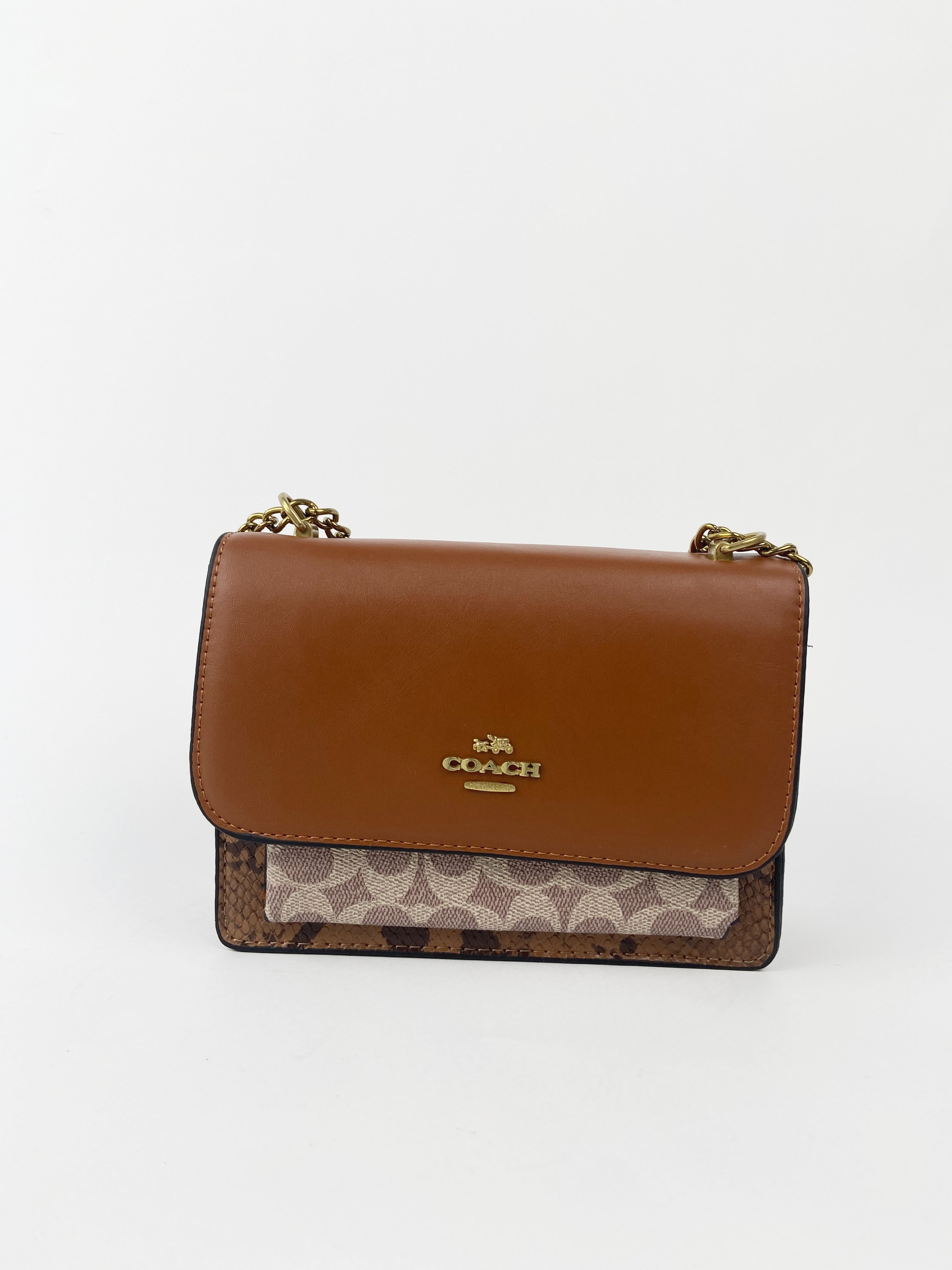 Mini coated canvas chain purse in brown – Garmisland