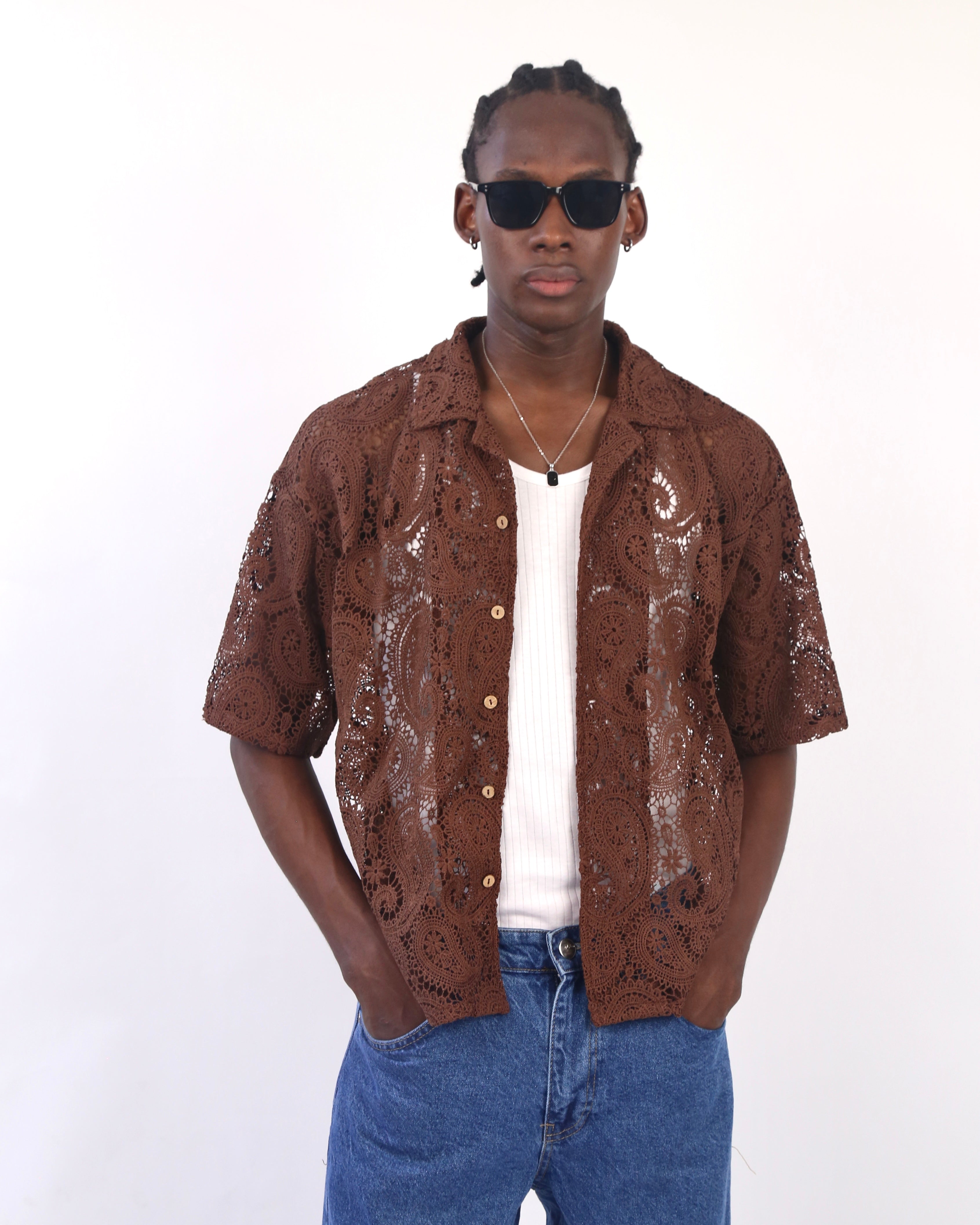 Garm Island Rico Crotchet Shirt in brown – Garmisland
