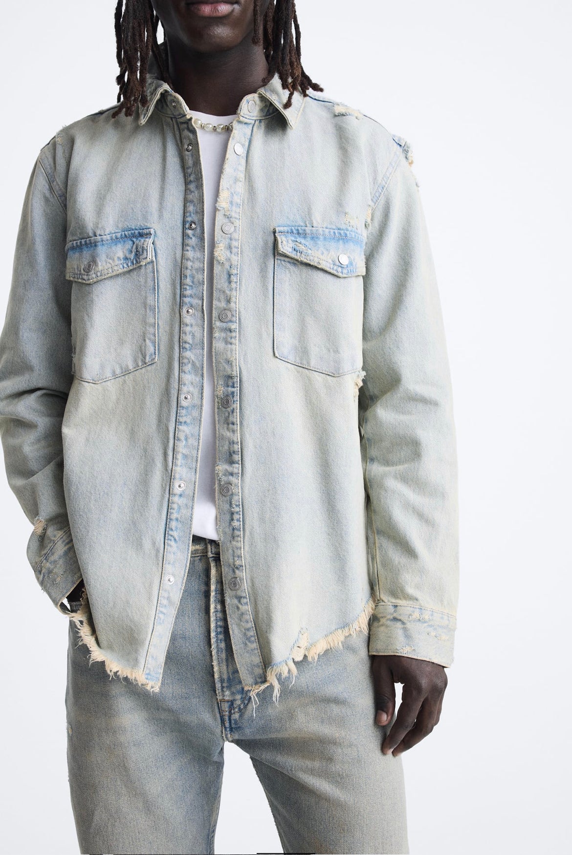 ZARA OVERDYED DENIM OVERSHIRT LIGHT BLUE – Garmisland