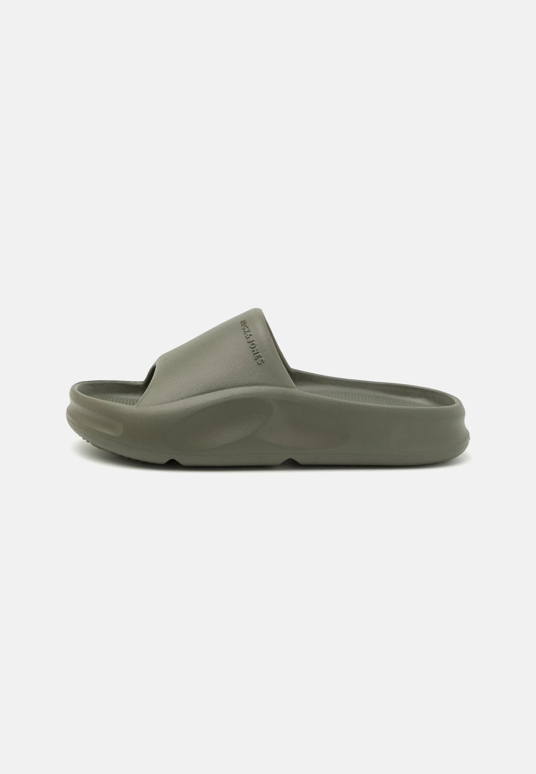 Jack & Jones Moulded Slides in Green – Garmisland