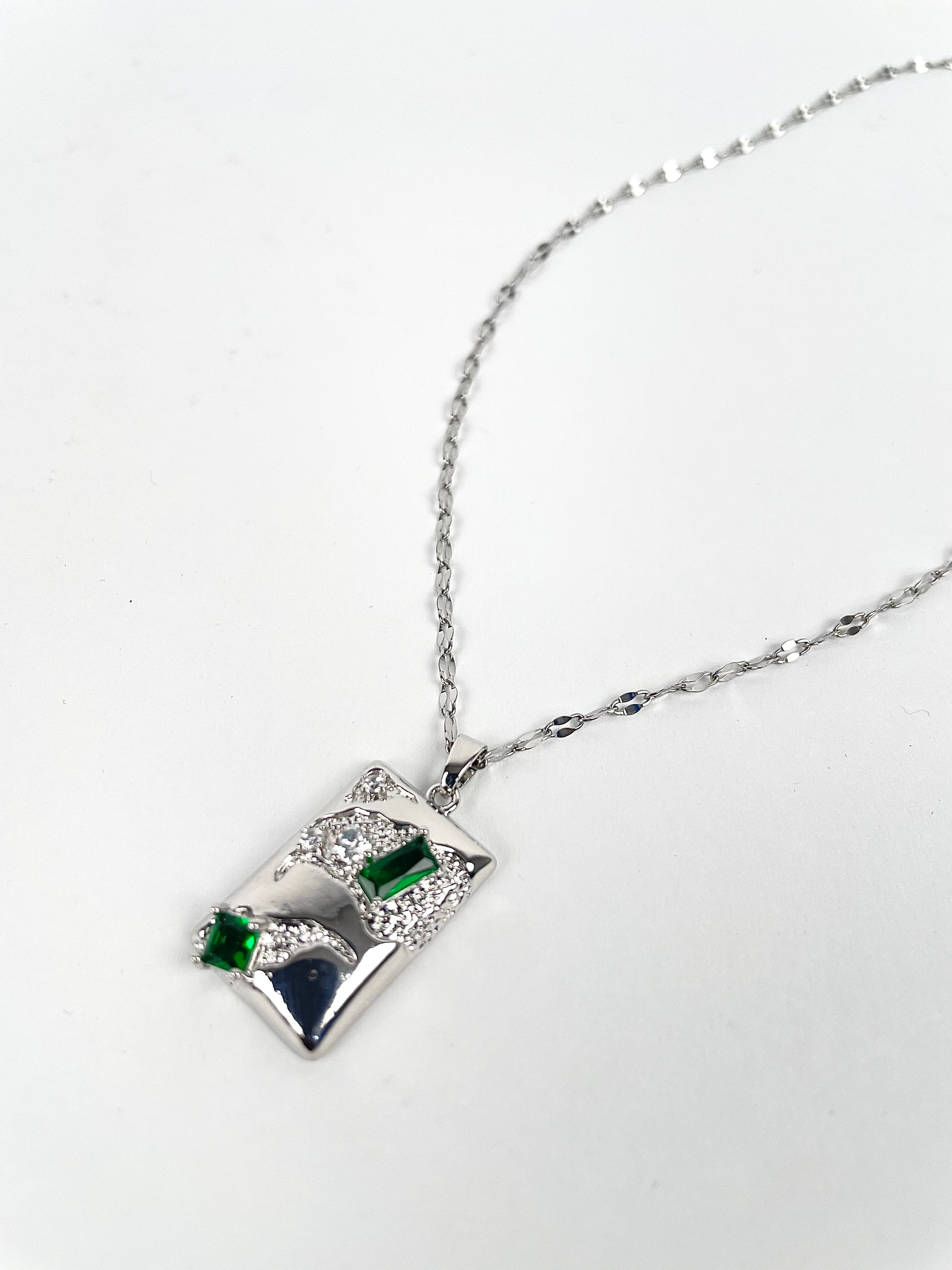 Garm Island Silver Green Box Pendant Necklace – Garmisland