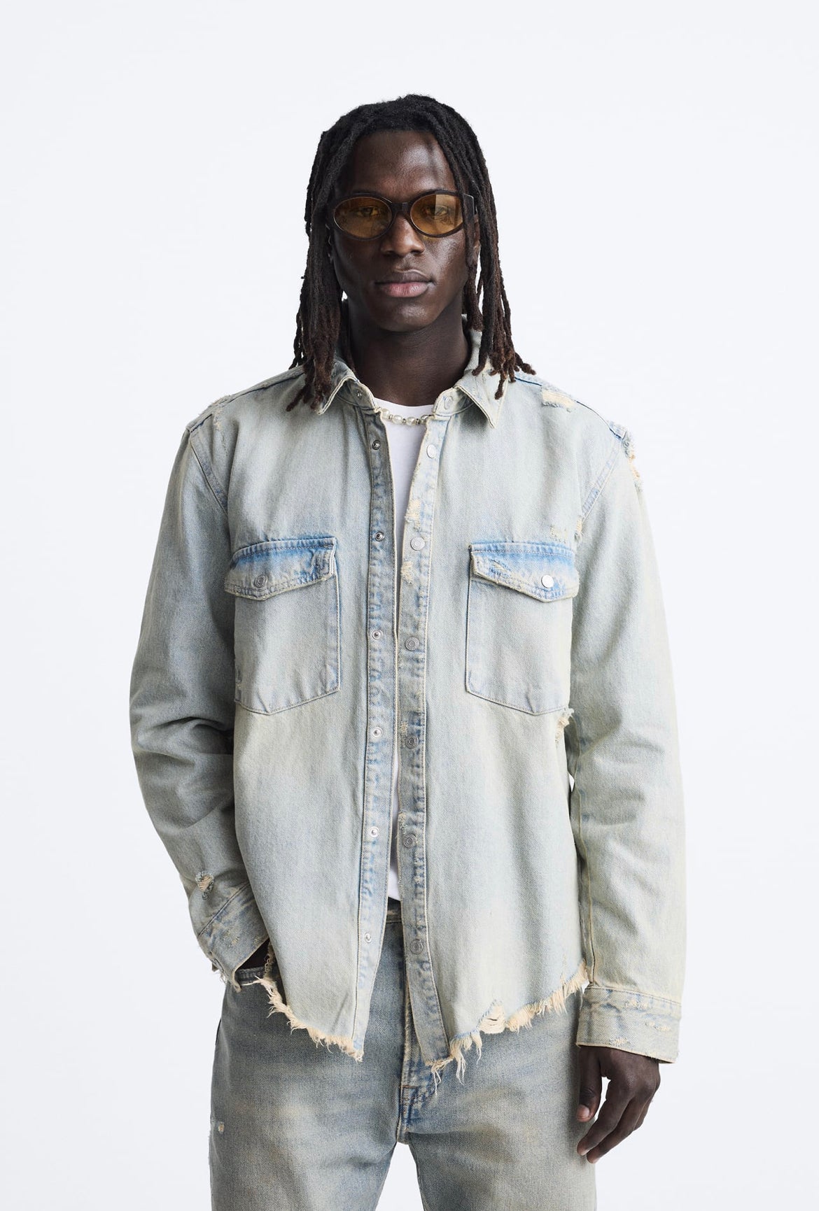 ZARA OVERDYED DENIM OVERSHIRT LIGHT BLUE – Garmisland