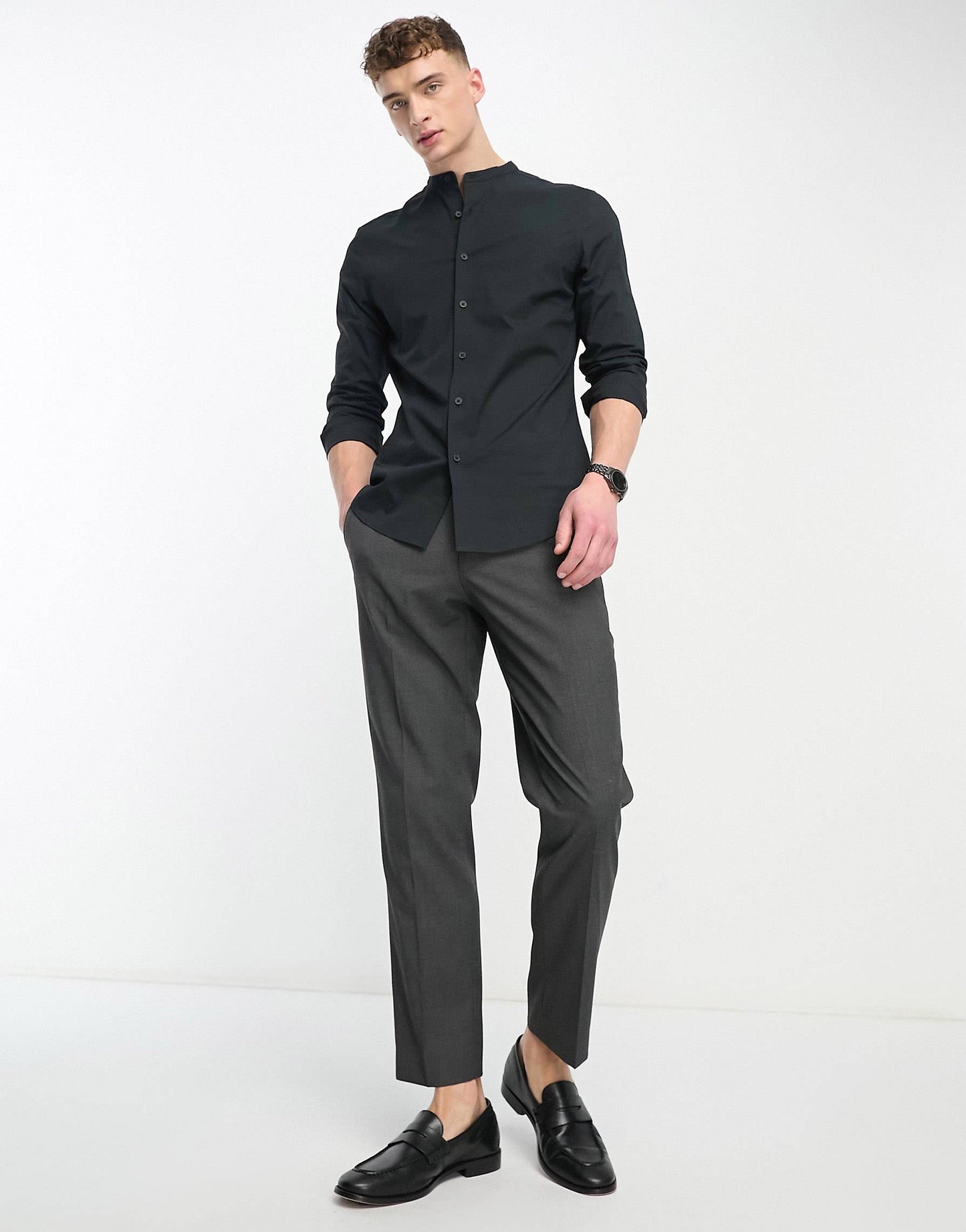 Smog Poplin slim fit shirt in black – Garmisland