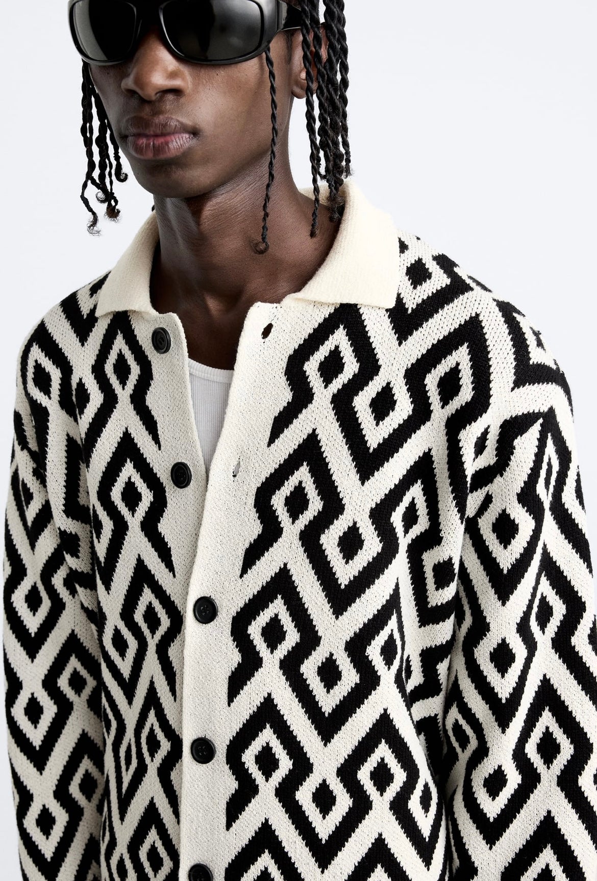 ZARA GEOMETRIC PRINT JACQUARD KNIT SHIRT – Garmisland