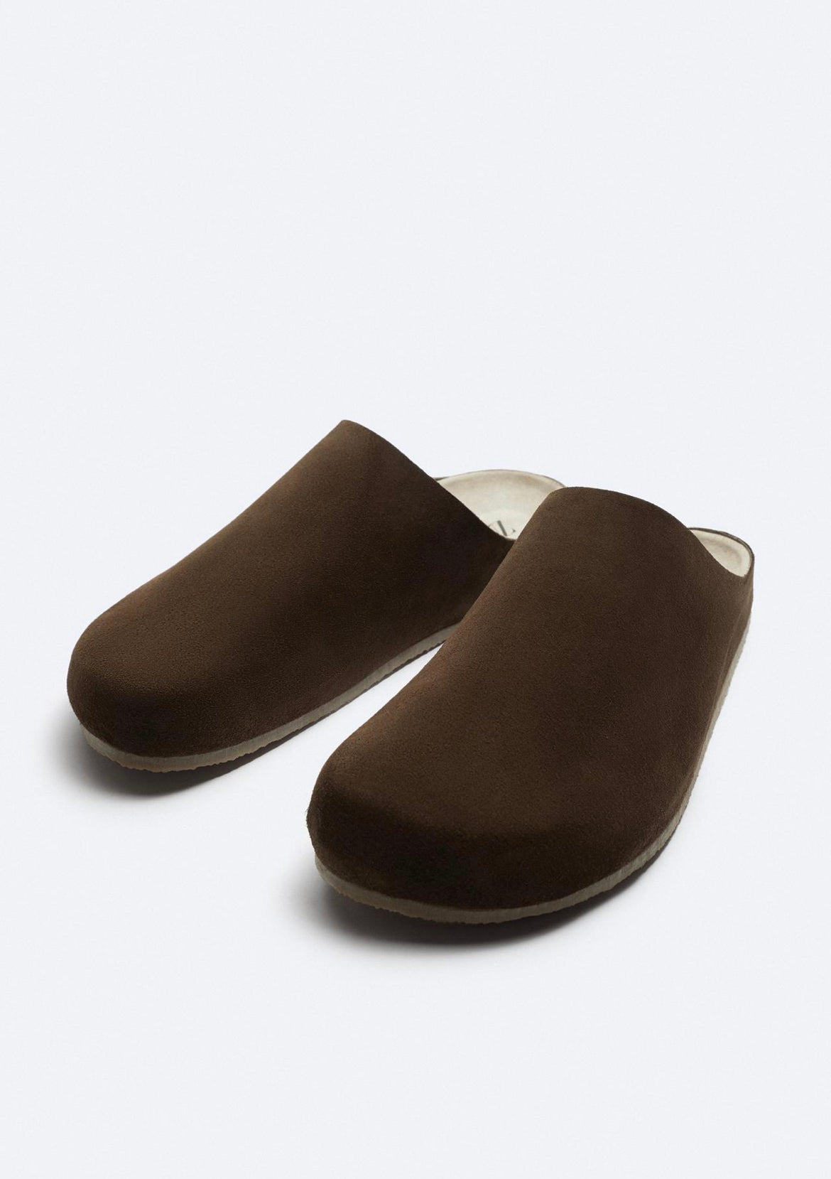 ZARA MINIMALIST SPLIT SUEDE CLOGS MEDIUM BROWN – Garmisland