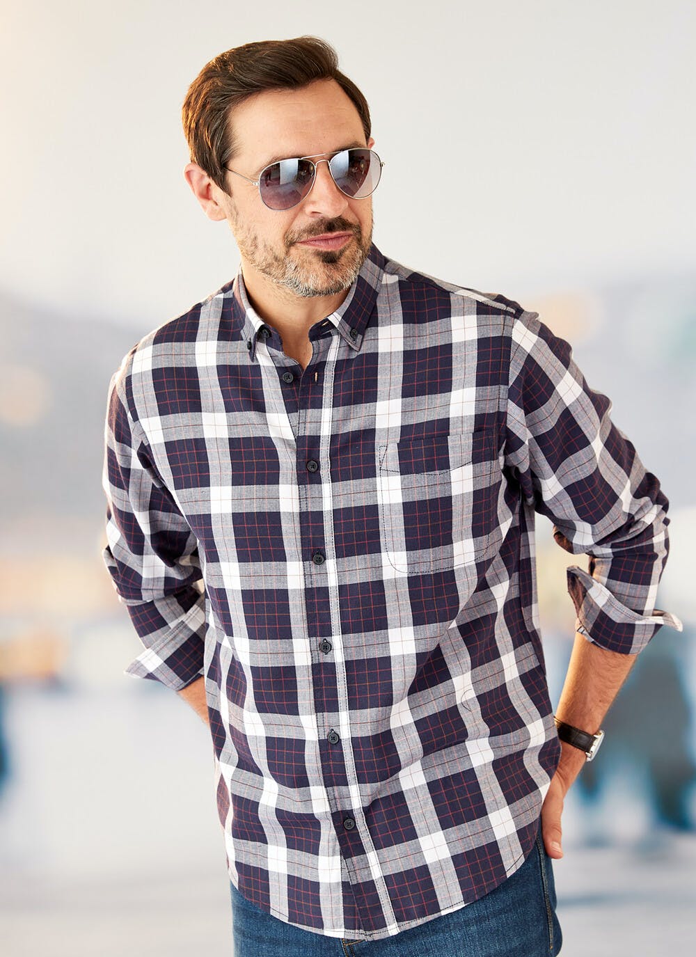 James Pringle check shirt in purple – Garmisland