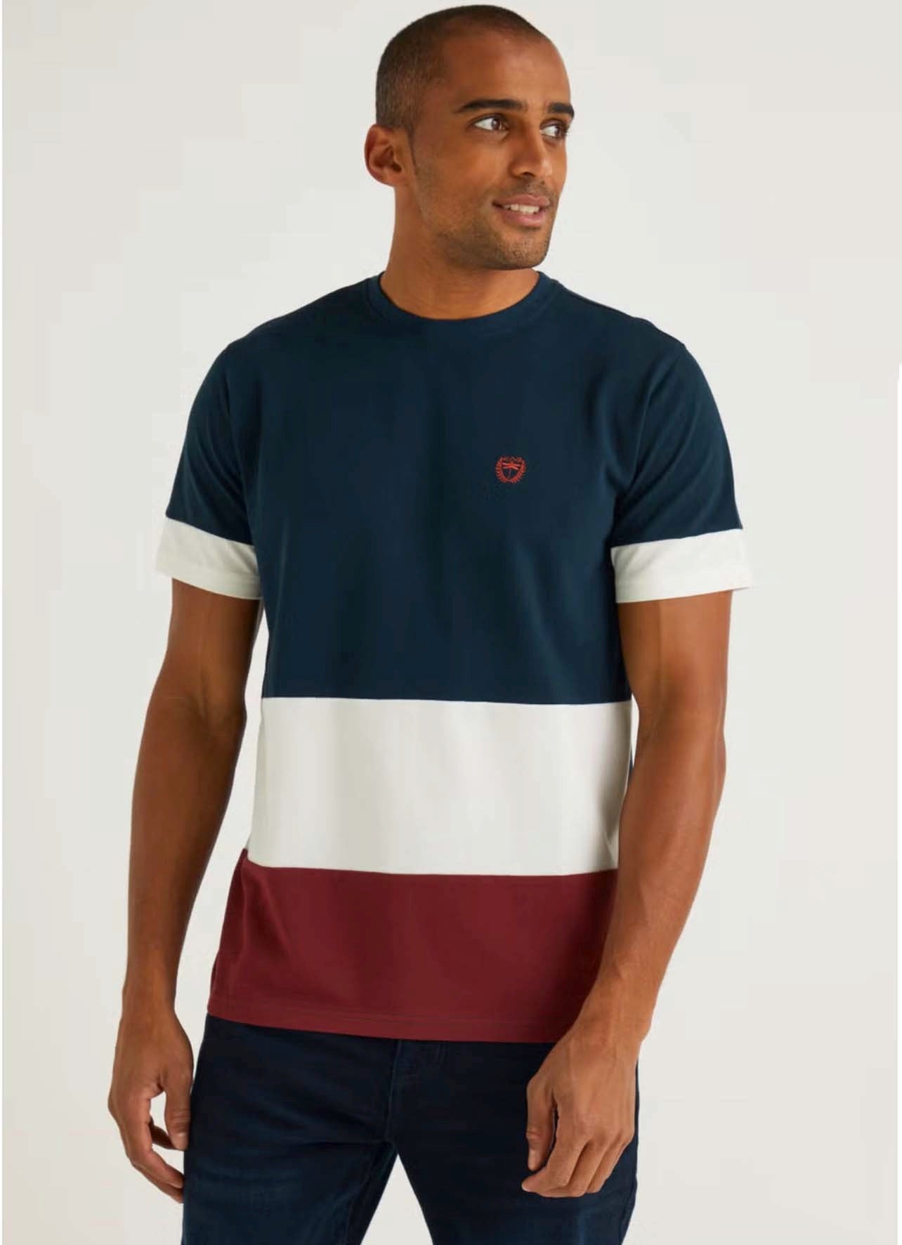 Easy Navy Colour Block T-Shirt – Garmisland