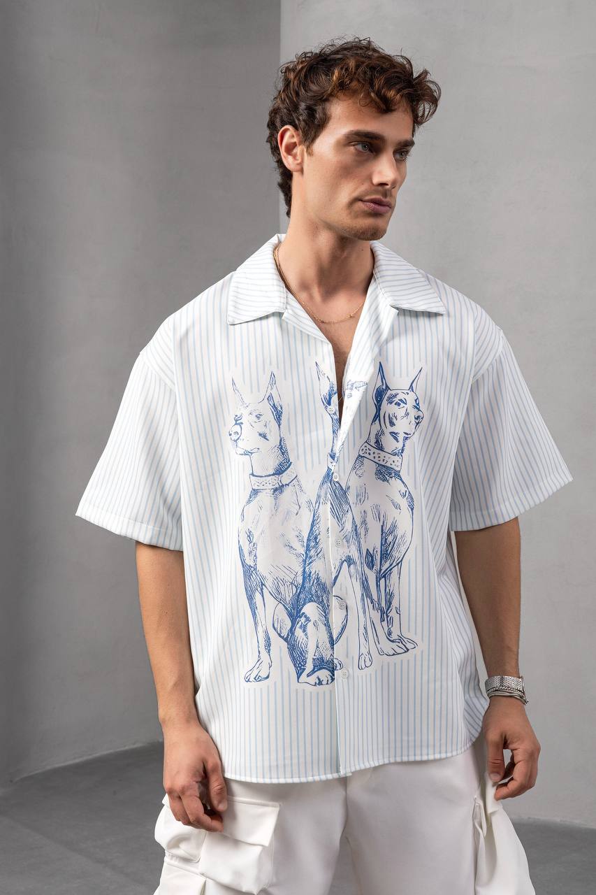 2morrow Boxy Striped Shirt in Blue – Garmisland