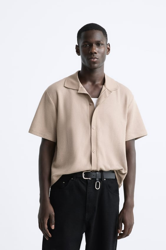 ZARA TEXTURED SHIRT LIGHT BROWN – Garmisland