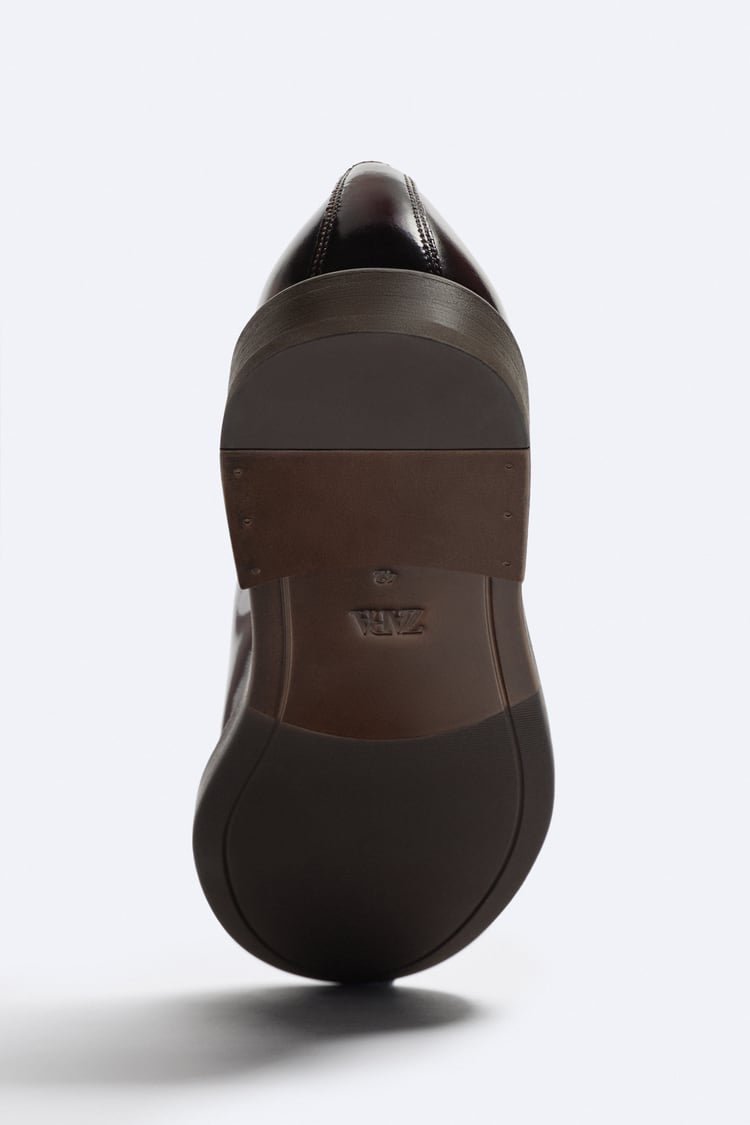 ZARA SMART LEATHER SHOES BURGUNDY RED – Garmisland