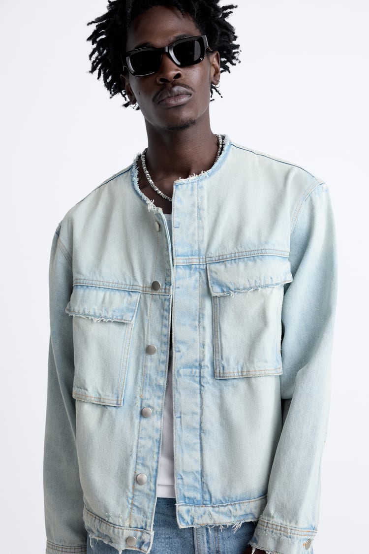 ZARA DENIM JACKET WITH IRREGULAR TRIMS – Garmisland
