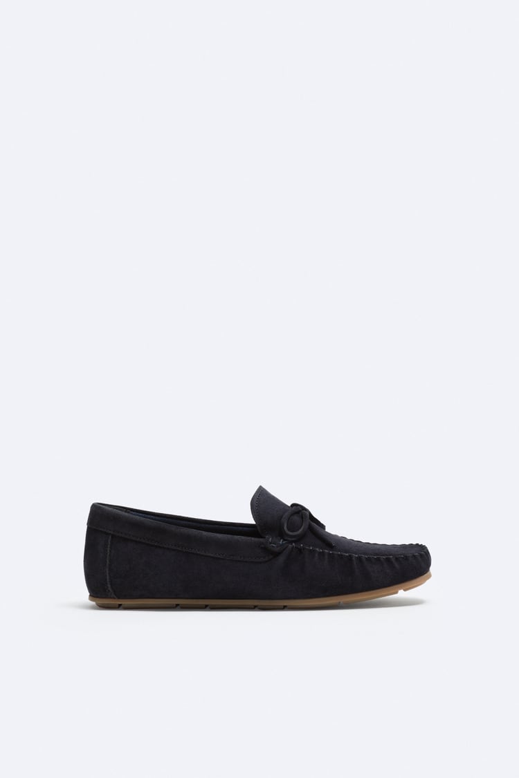 ZARA SPLIT LEATHER SUEDE LOAFERS DARK BLUE – Garmisland