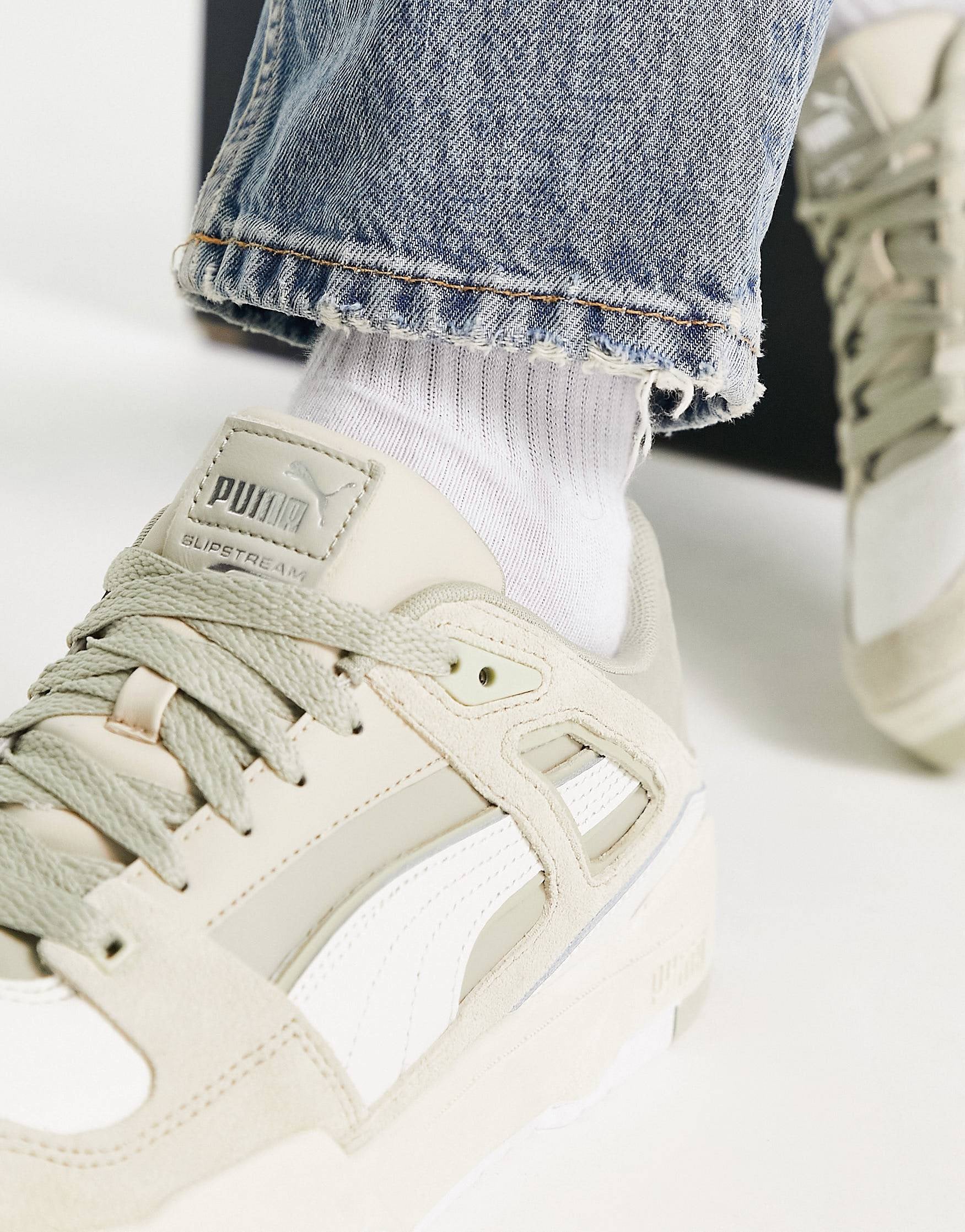 Puma slipstream trainers in marshmallow and grey – Garmisland