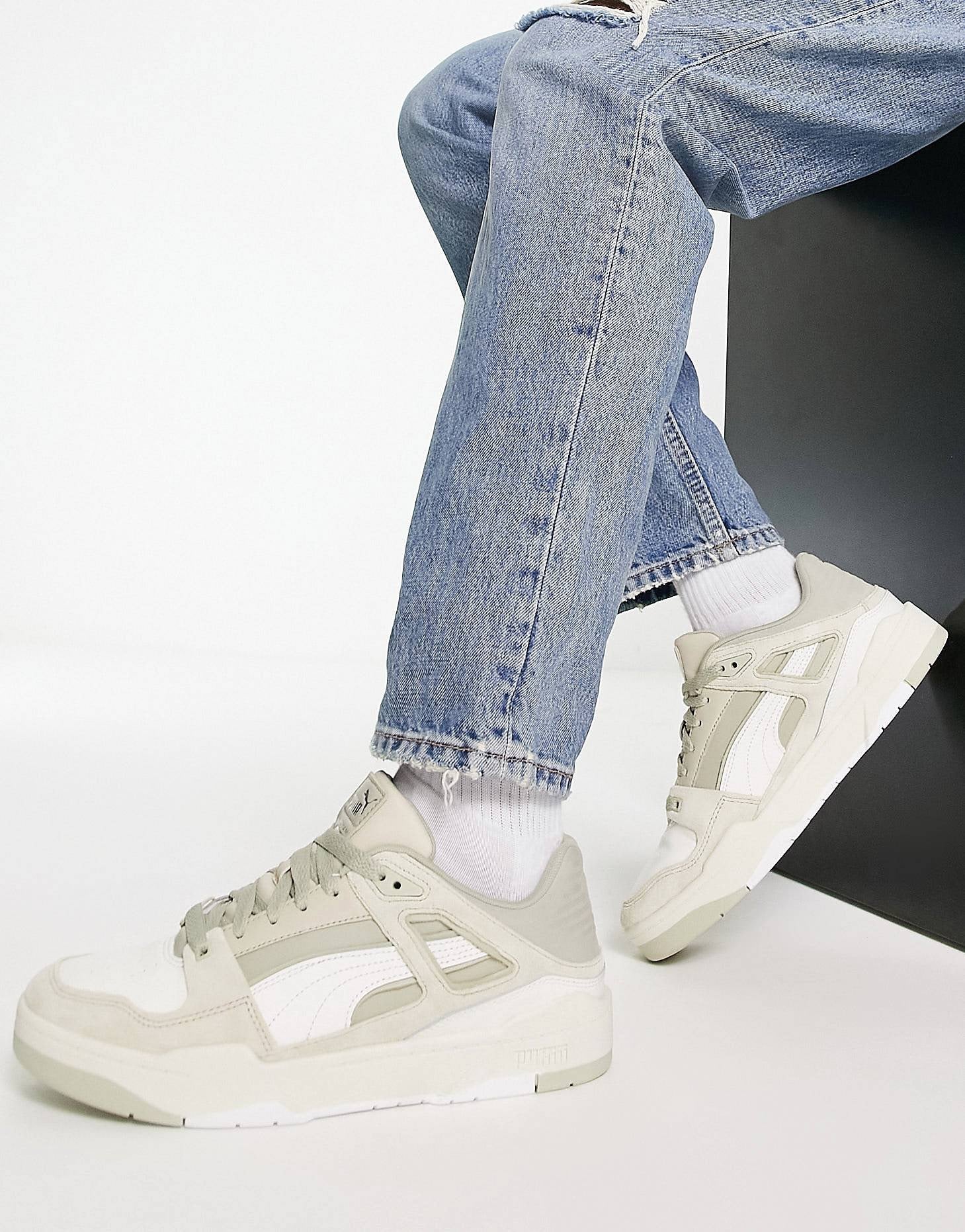 Puma slipstream trainers in marshmallow and grey – Garmisland