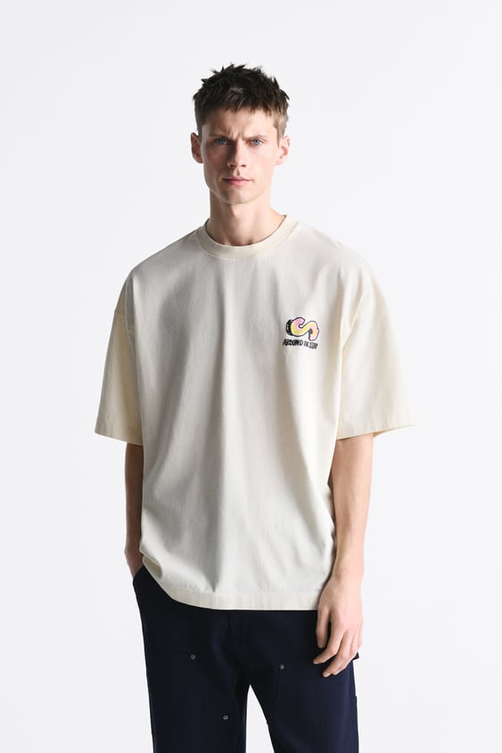 ZARA SLOGAN PRINT T-SHIRT OYSTER WHITE – Garmisland