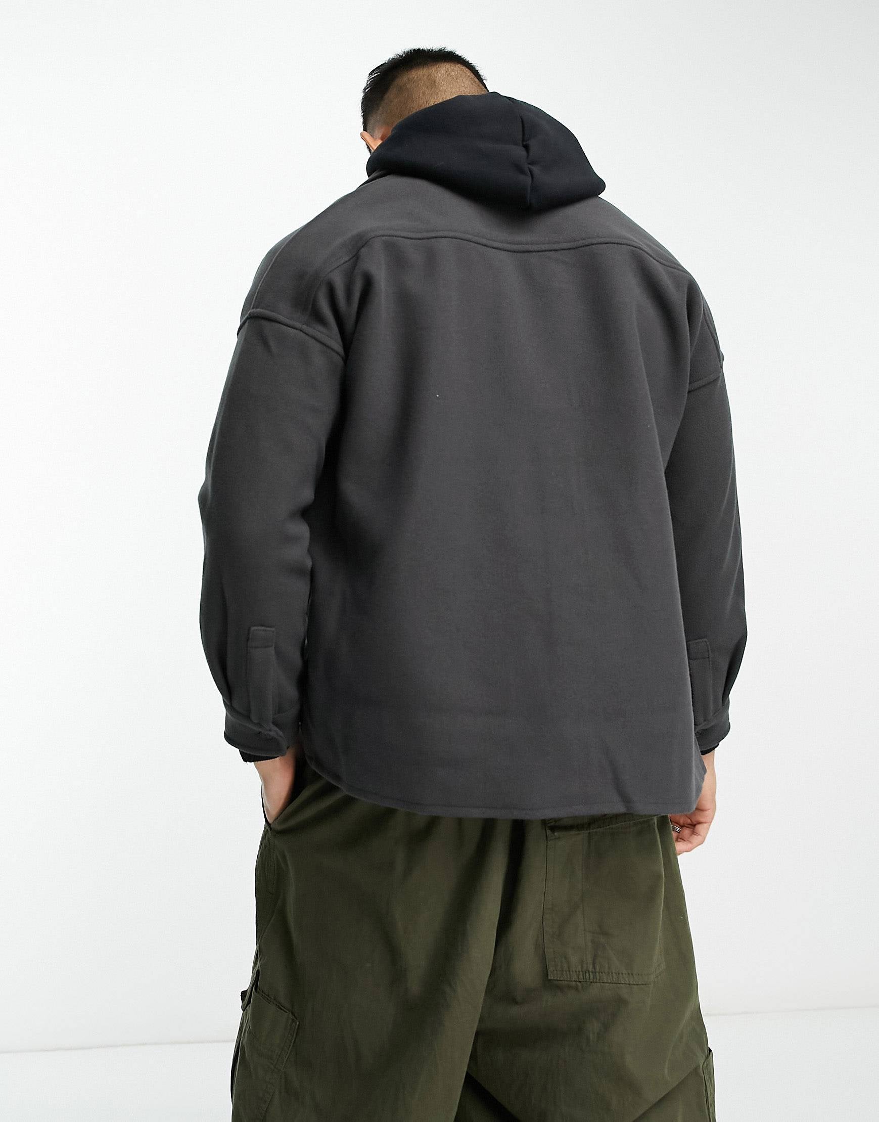 ADPT oversized felted overshirt in dark grey – Garmisland