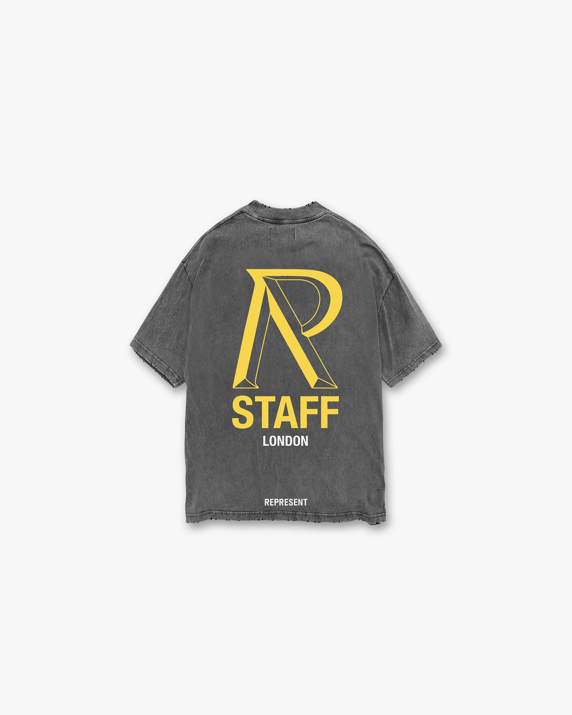 REPRESENT REPRESENT LONDON INITIALISM T-SHIRT IN GREY AND YELLOW ...