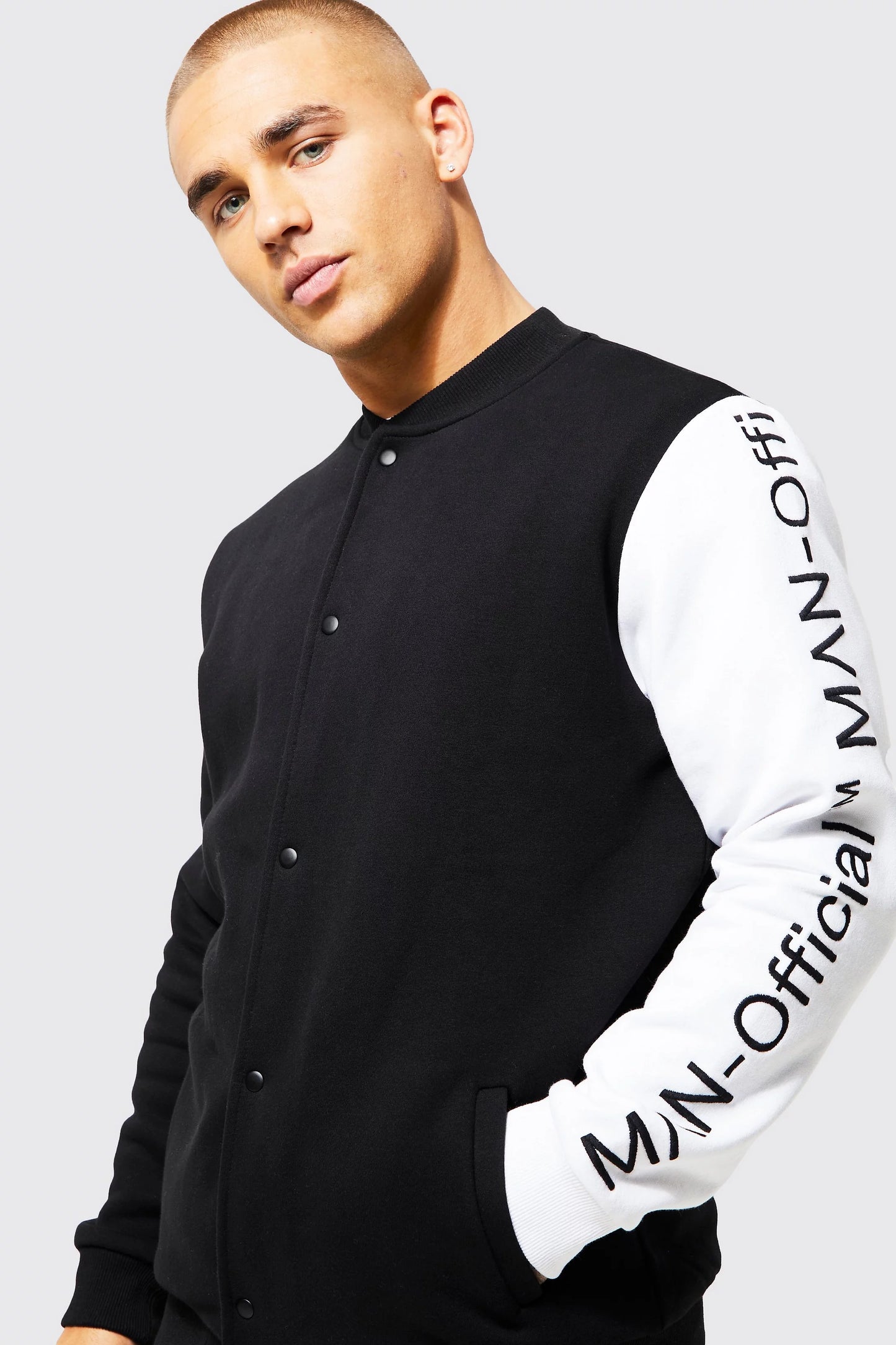BOOHOOMAN COLOURBLOCK JERSEY BOMBER JACKET – Garmisland
