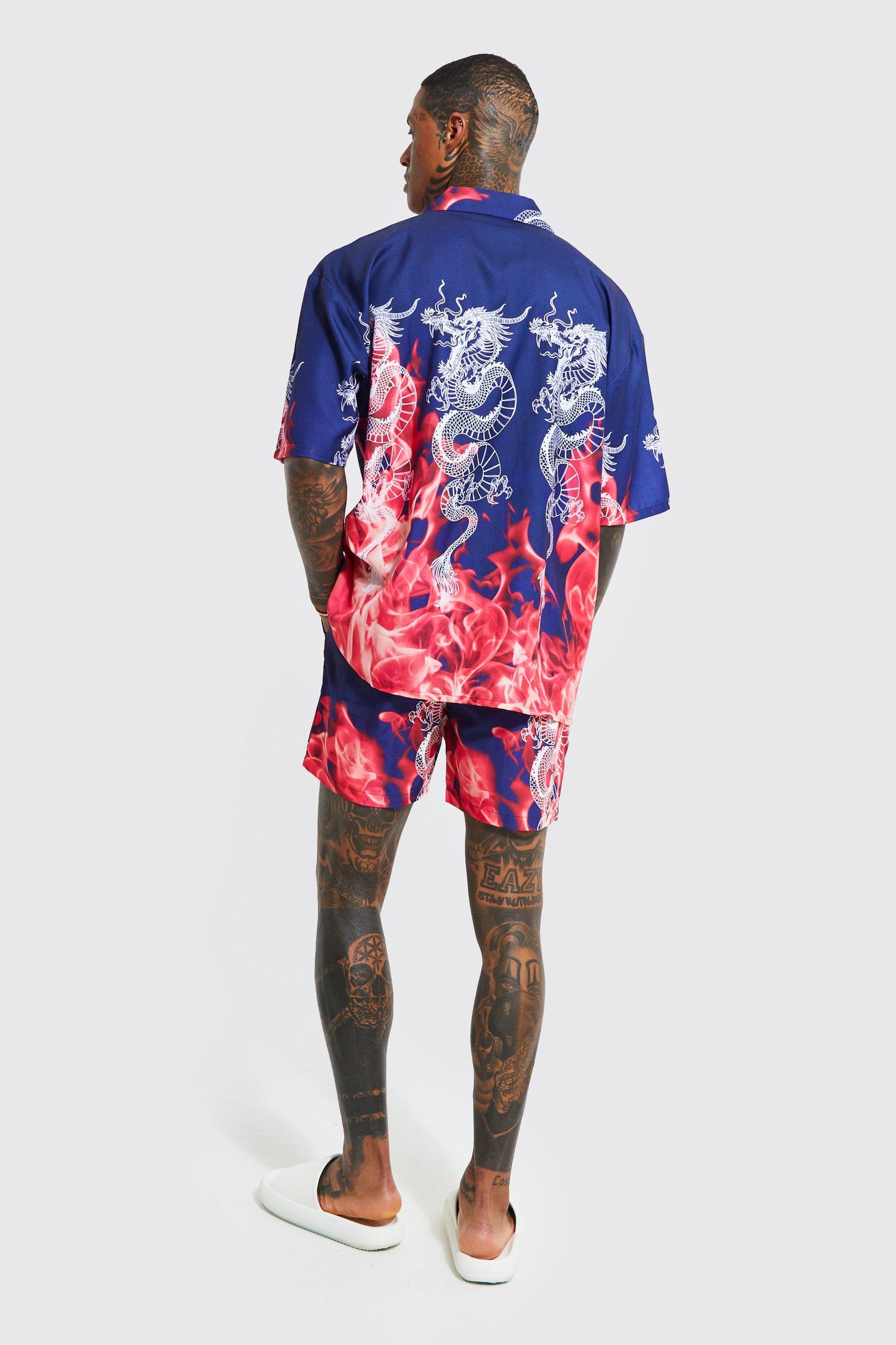 Boohooman Oversized Boxy Slub Dragon Shirt Garmisland