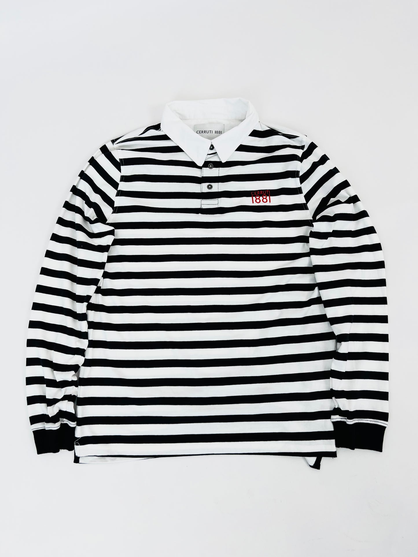 Cerruti 1881 Rugby logo Stripe Polo shirt in white – Garmisland