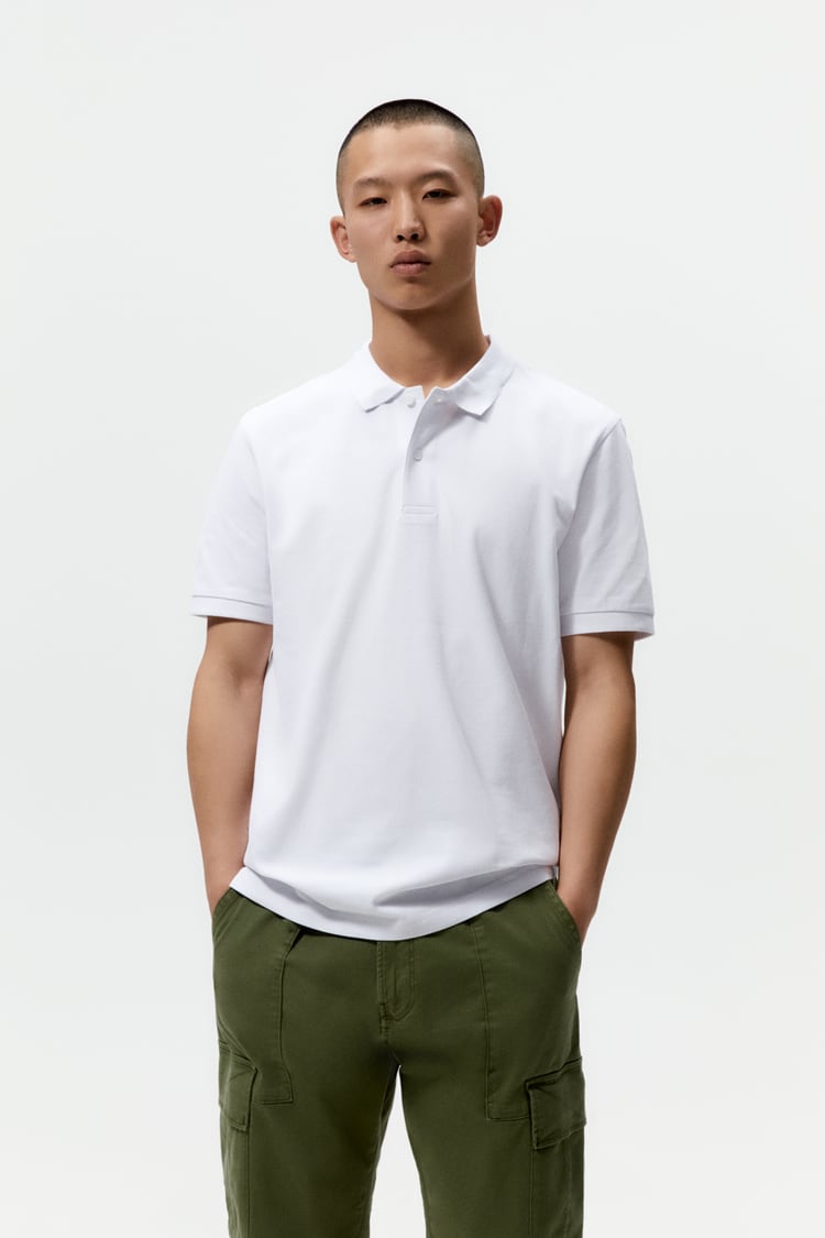 Zara piqué textured polo t-shirt in white – Garmisland