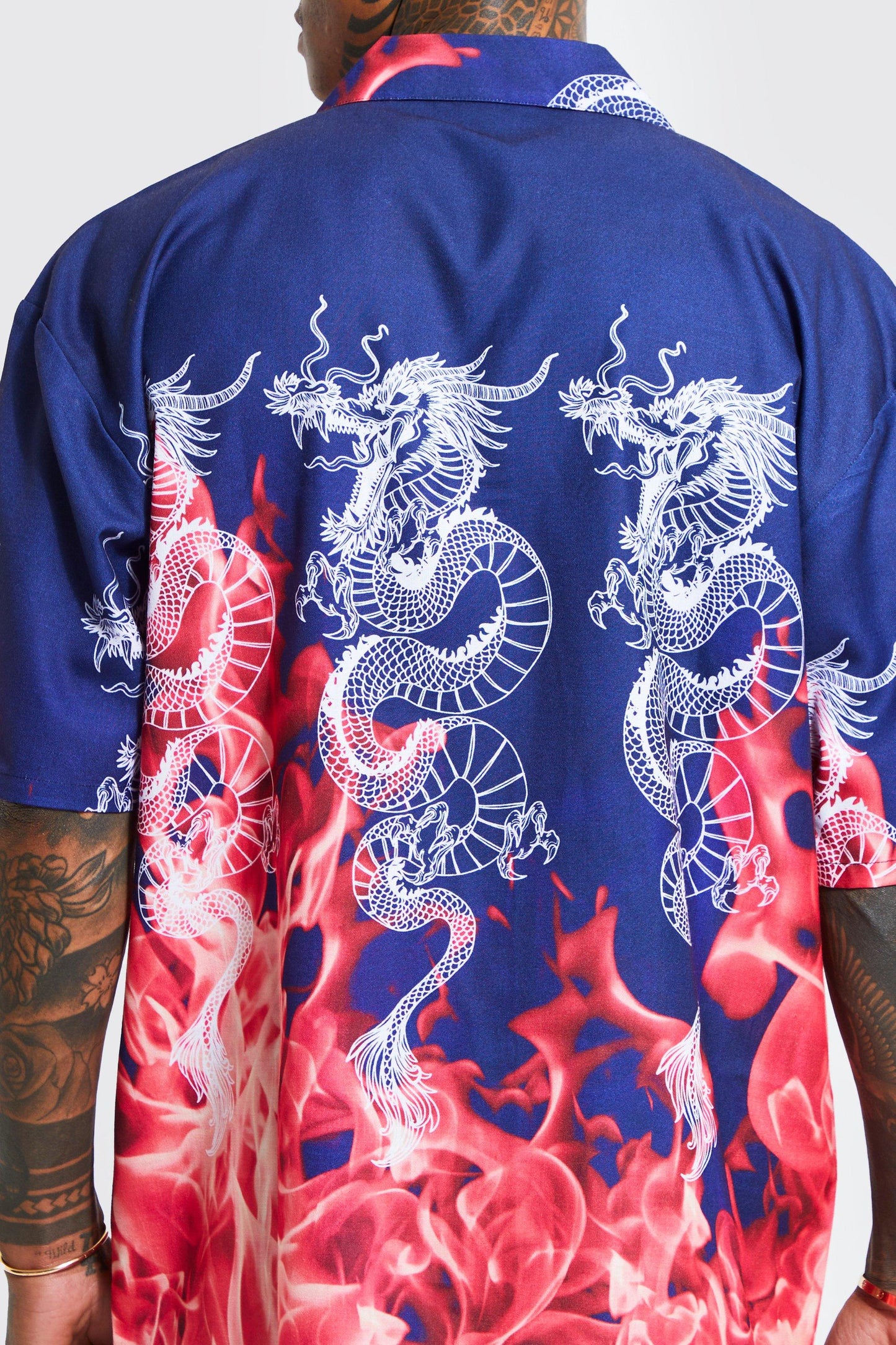 Boohooman Oversized Boxy Slub Dragon Shirt Garmisland