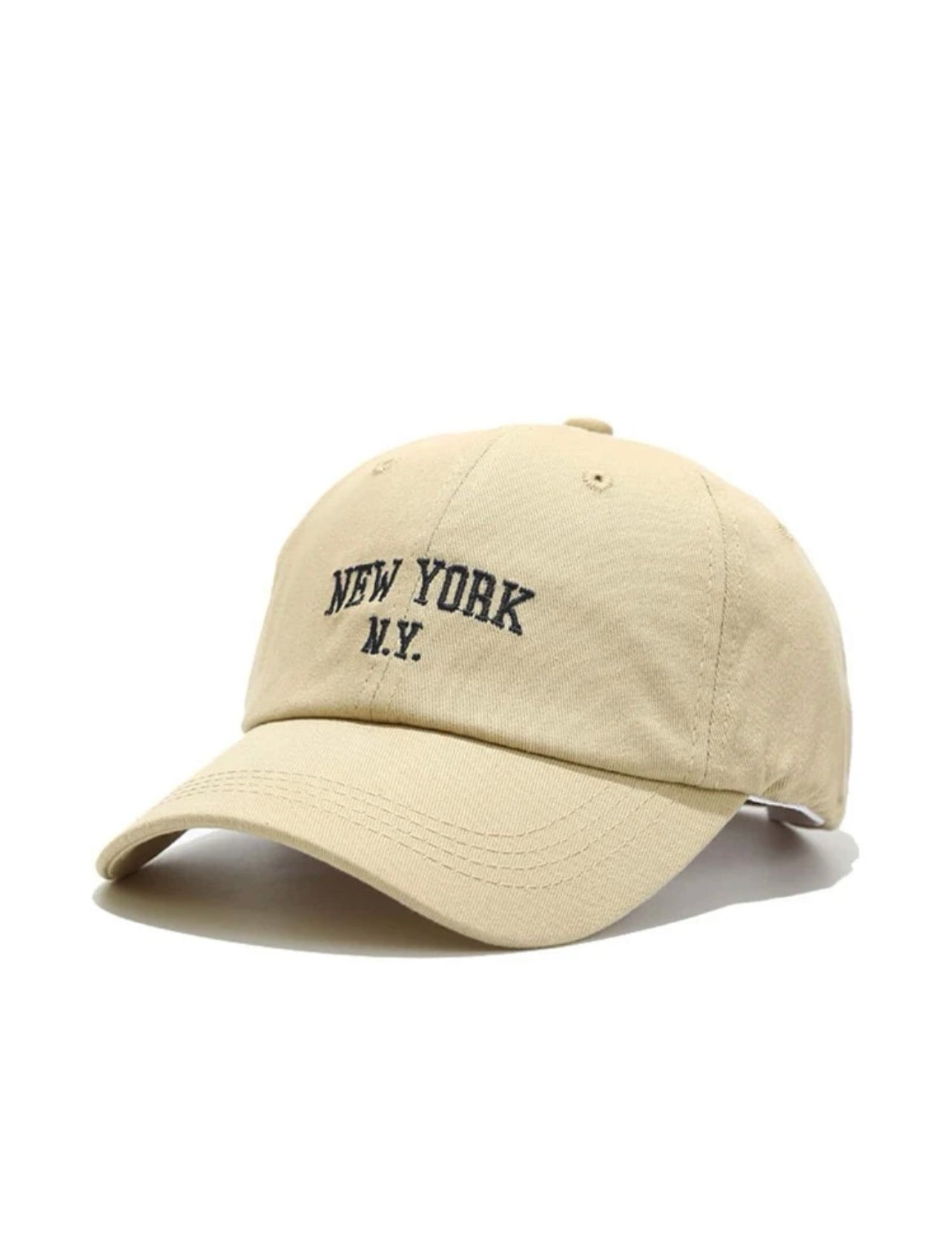 New York Embroided Baseball Cap in Beige – Garmisland