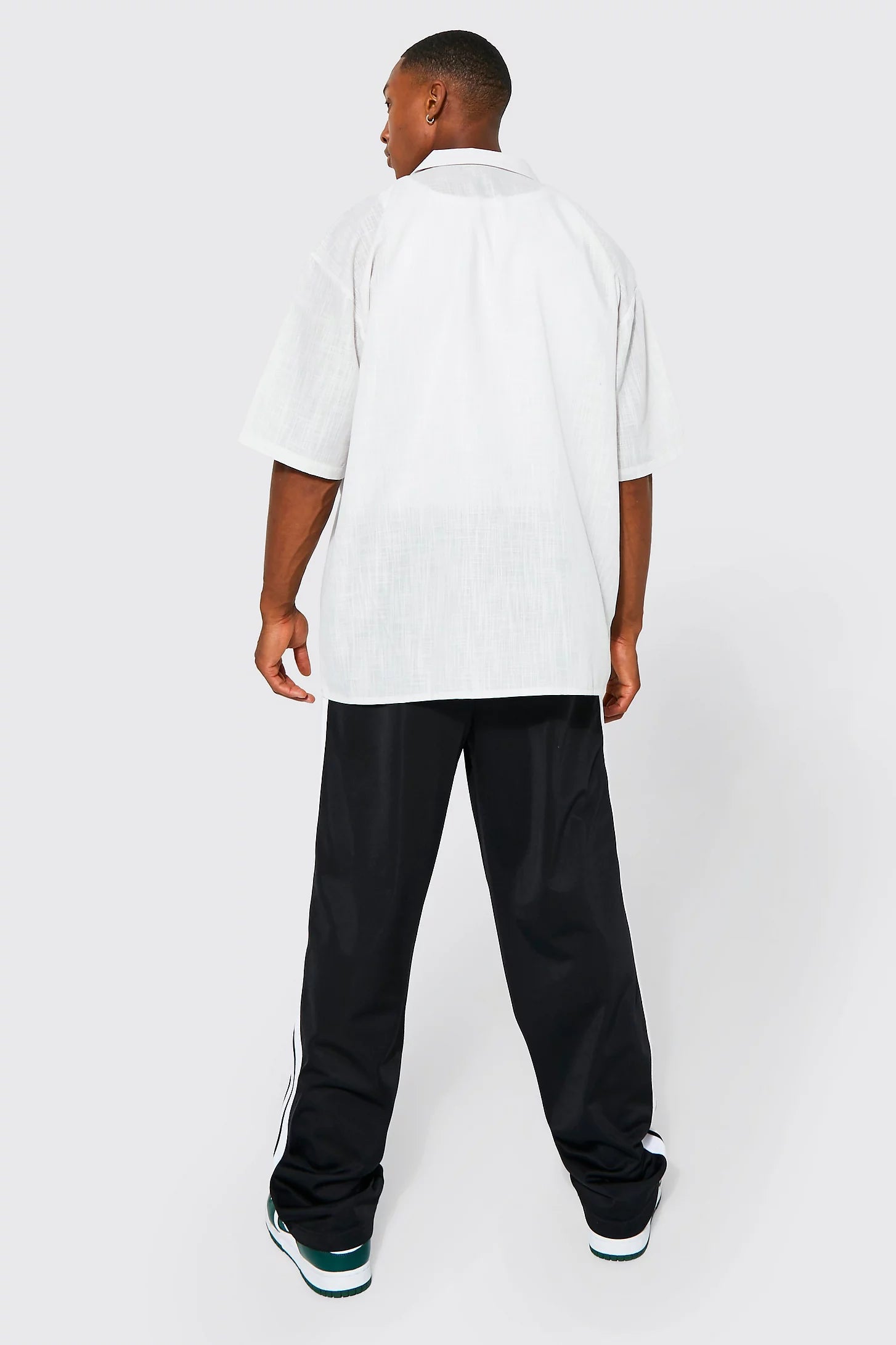 BOOHOOMAN SHORT SLEEVE OVERSIZED BOXY MOTO RACING SHIRT IN STONE ...