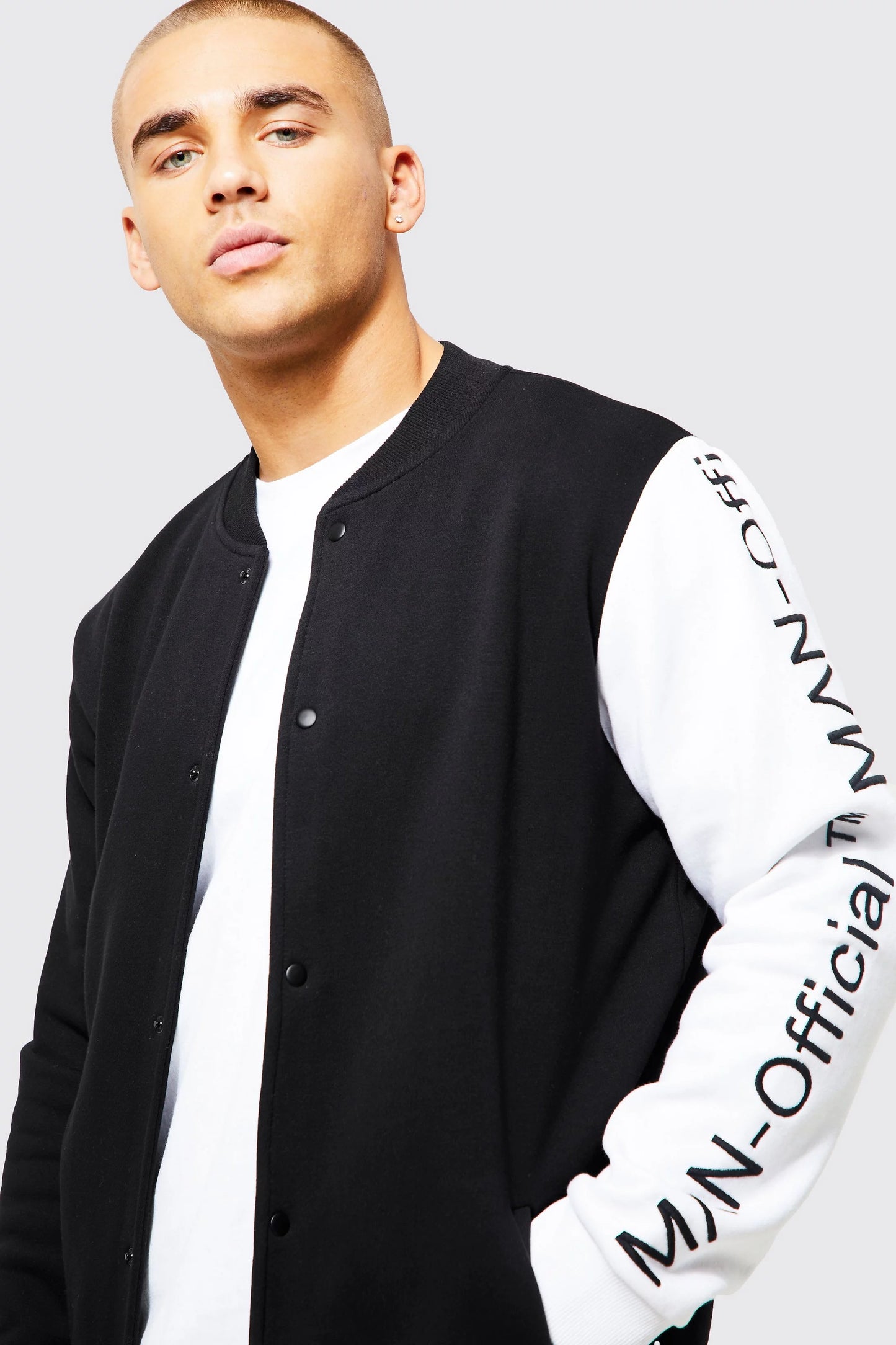 BOOHOOMAN COLOURBLOCK JERSEY BOMBER JACKET – Garmisland