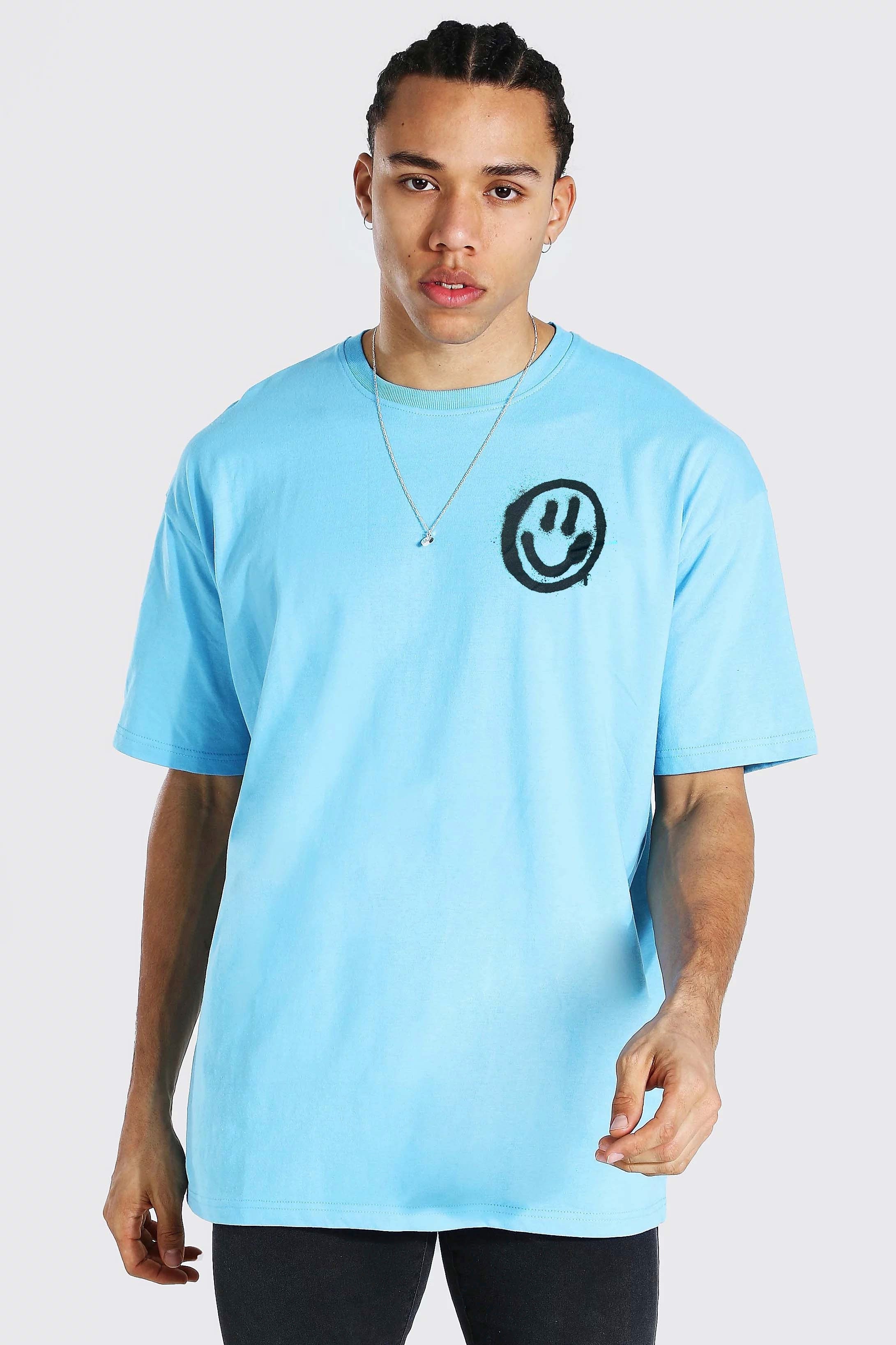 FSBN Smiley print T-shirt in blue – Garmisland