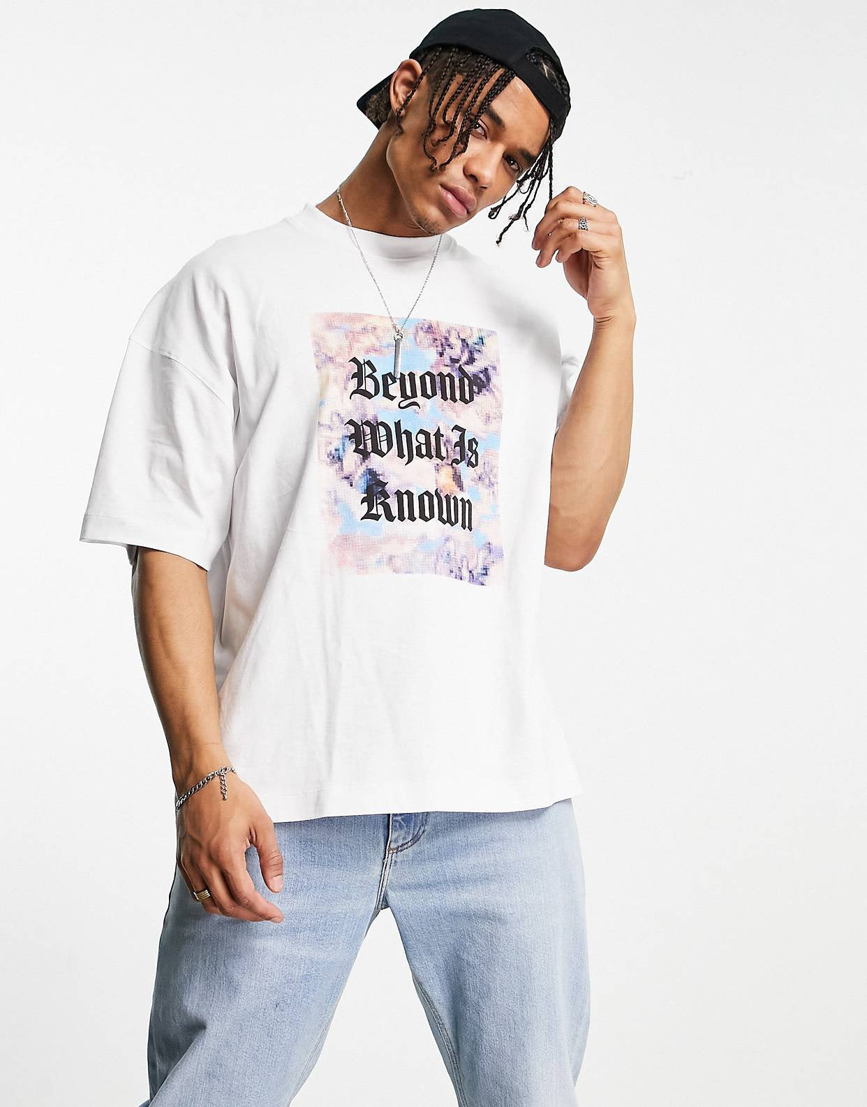 Topman Extreme Oversized T Shirt With Floral Box Print In White