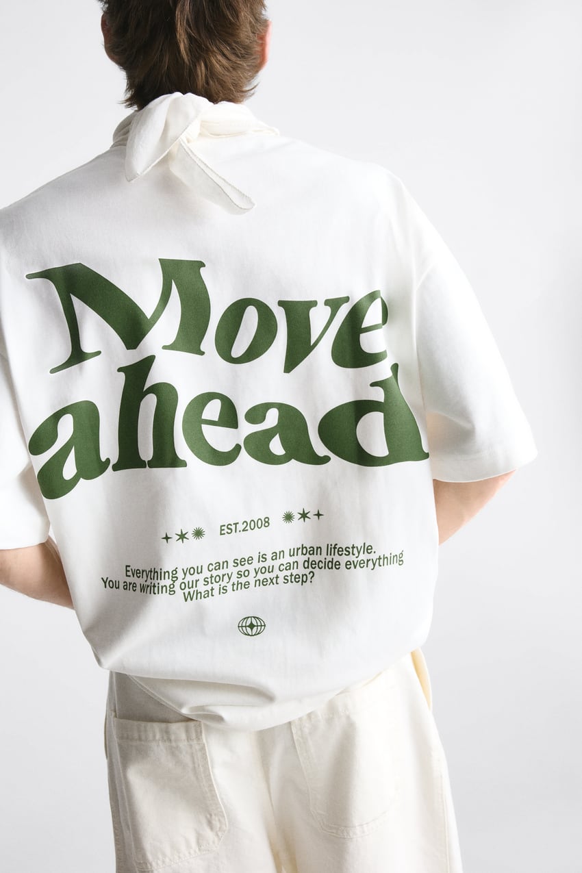ZARA SLOGAN PRINT T-SHIRT IN WHITE – Garmisland