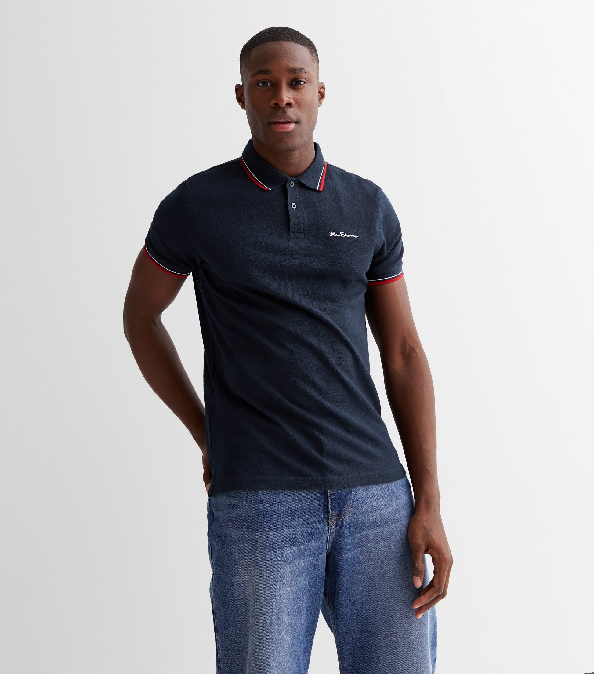 Ben Sherman polo shirt with tipping in navy blue – Garmisland