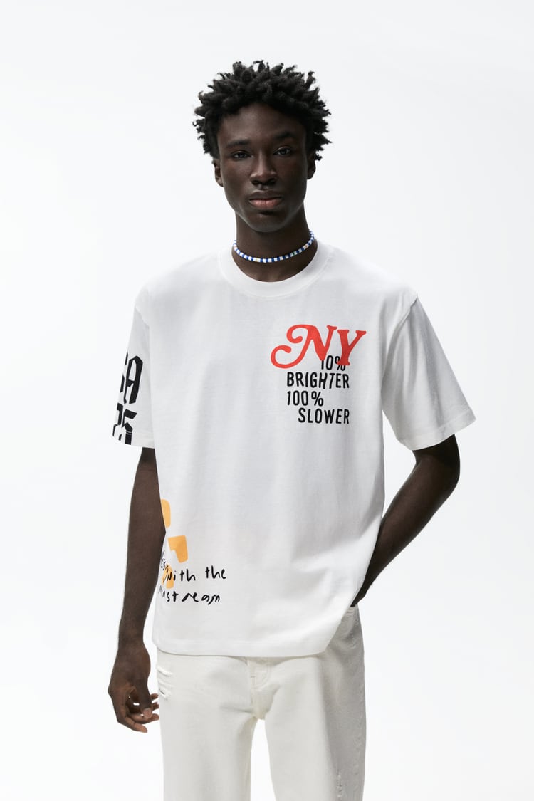 ZARA GRAPHIC PRINT T-SHIRT IN WHITE – Garmisland