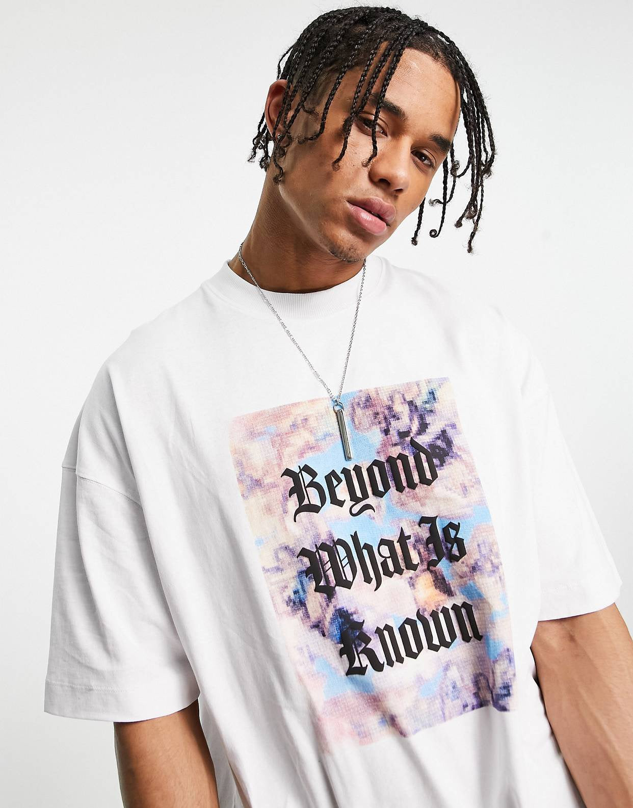 Topman Extreme Oversized T Shirt With Floral Box Print In White