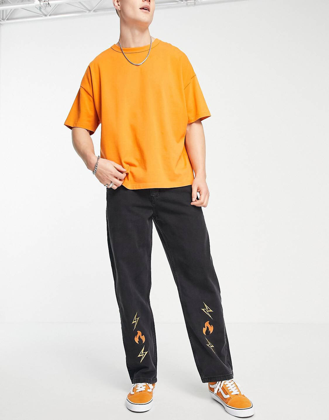 LDN Denim Lightening Wide Fit Straight Leg Jeans in Black – Garmisland