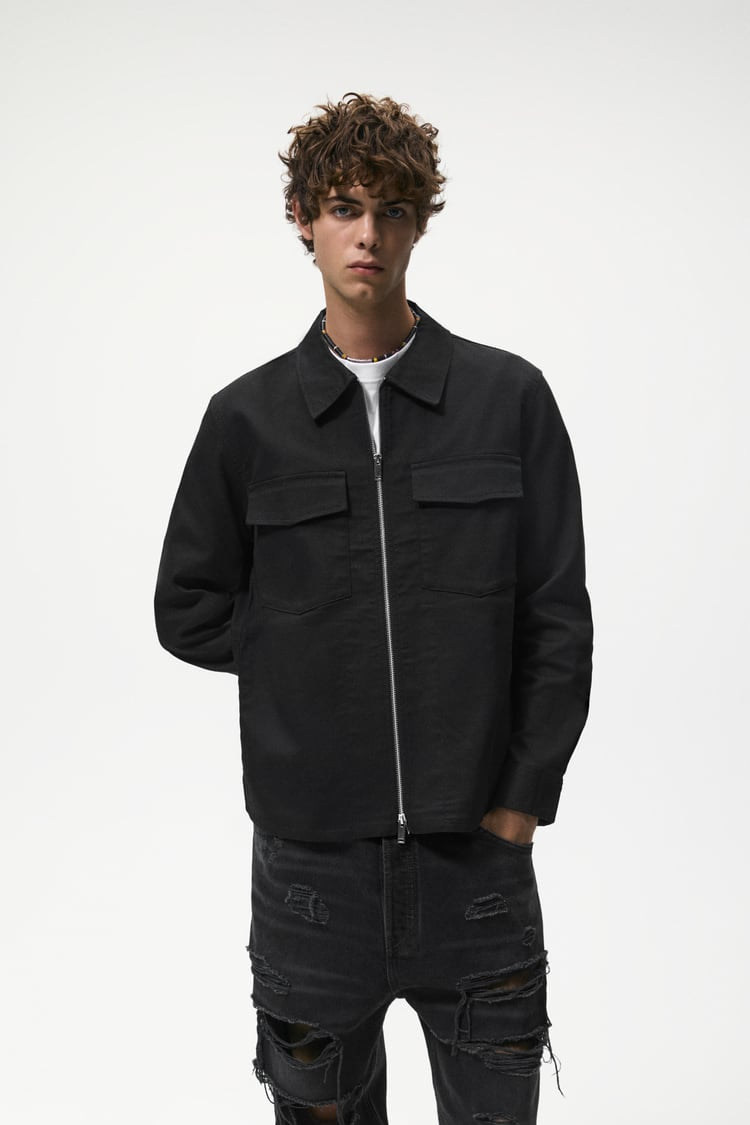 ZARA OVERSHIRT WITH ZIP IN BLACK – Garmisland