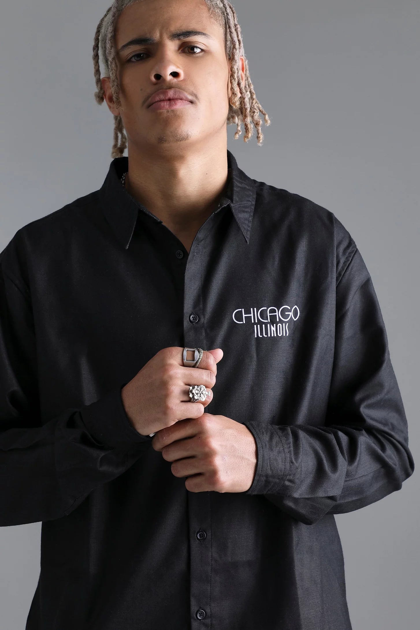 BOOHOOMAN TALL LONG SLEEVE BOXY GRAPHIC BACK SHIRT IN BLACK – Garmisland