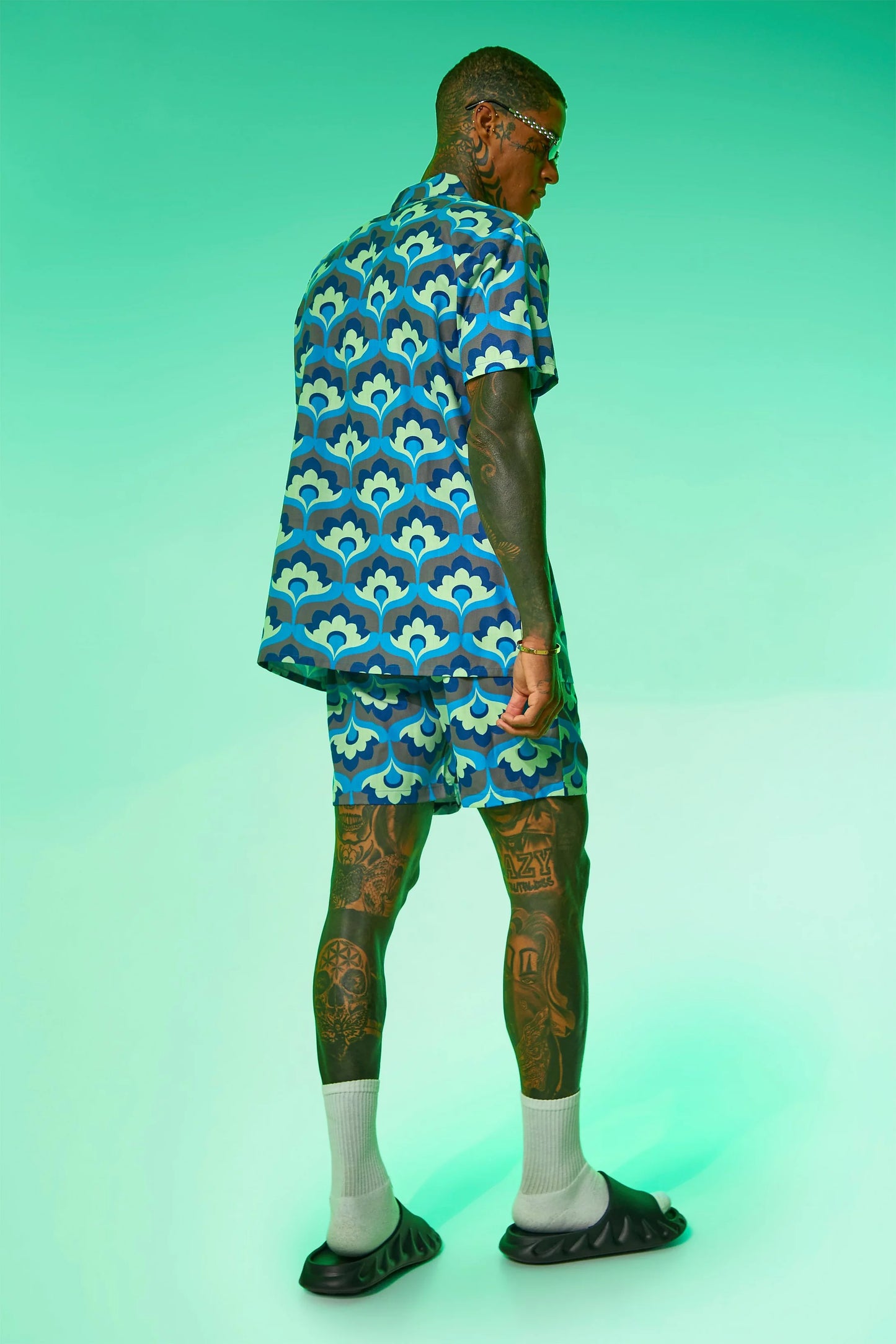 Boohooman Oversized Slub Splice Geo Shirt Garmisland