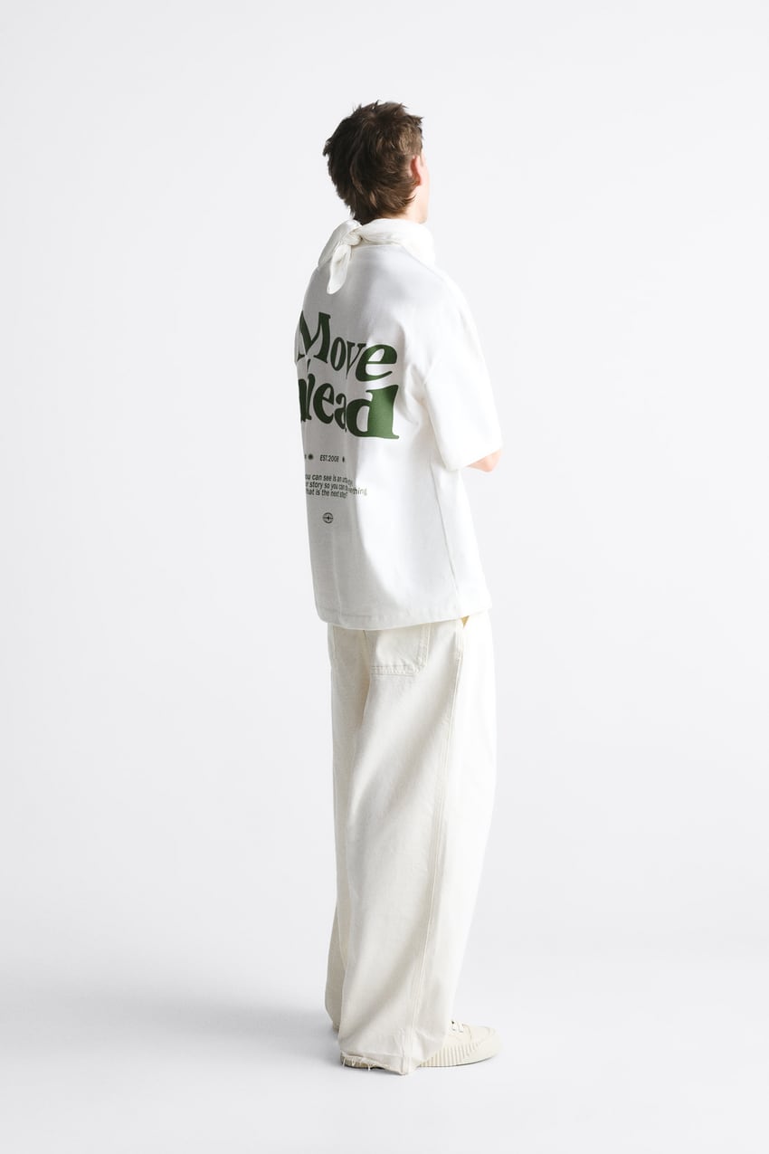 ZARA SLOGAN PRINT T-SHIRT IN WHITE – Garmisland