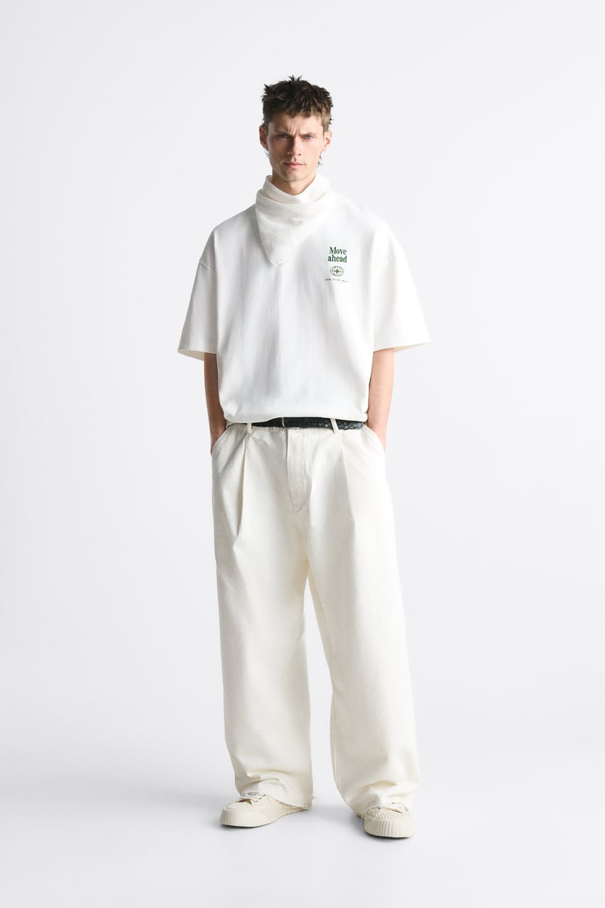 ZARA SLOGAN PRINT T-SHIRT IN WHITE – Garmisland