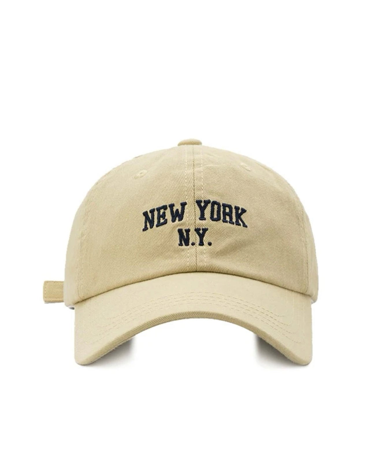New York Embroided Baseball Cap in Beige – Garmisland