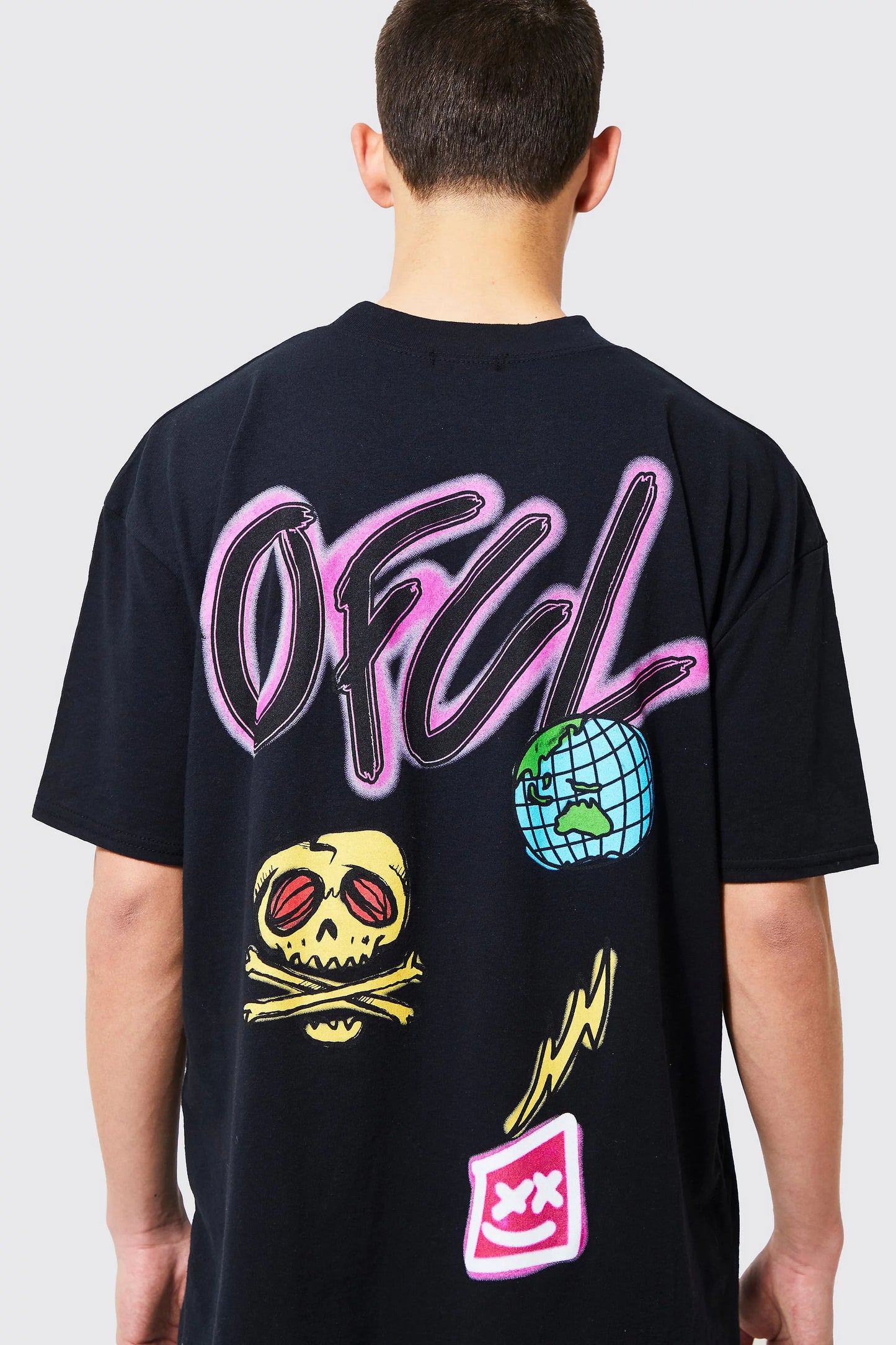 Boohooman Oversized Extended Neck Graffiti T Shirt Garmisland